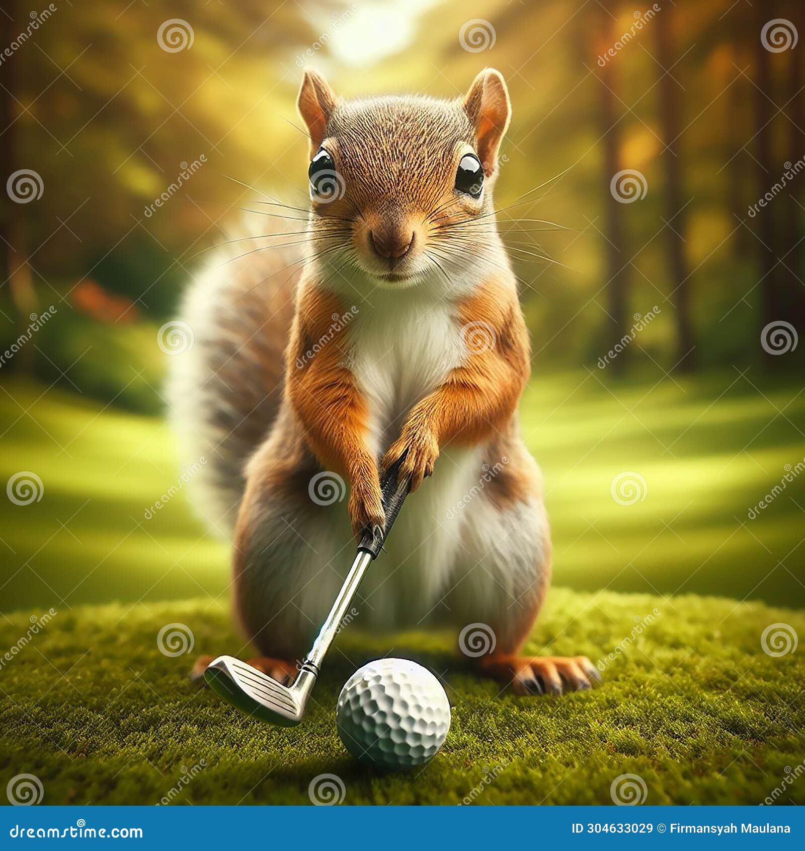 Squirrel Playing Golf in Nature Stock Image - Image of primate, gerbil ...