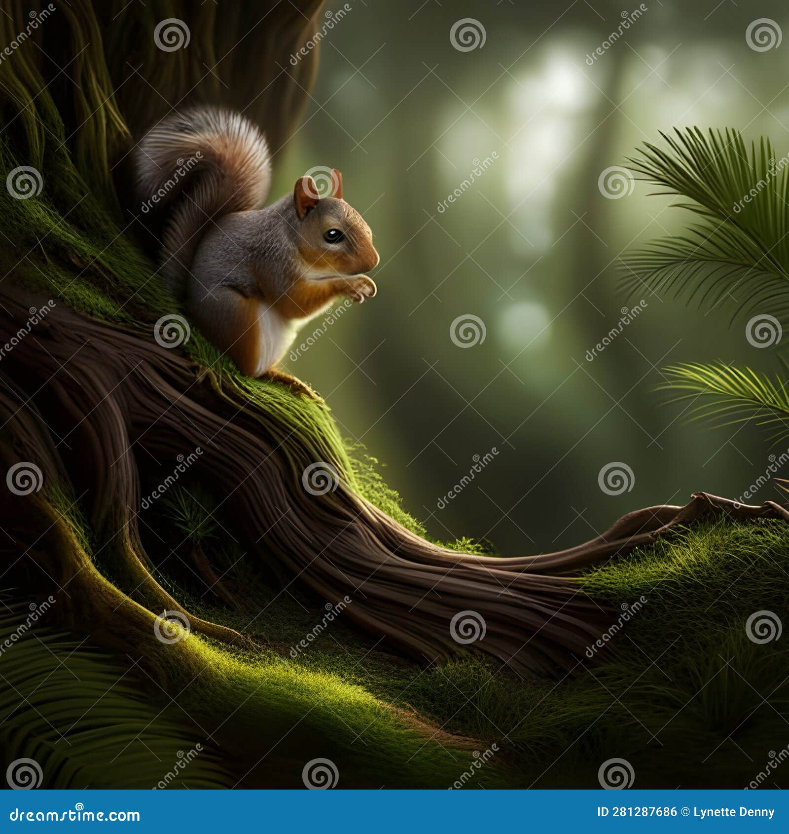A Squirrel in a Lush Green Forest Setting Stock Illustration ...