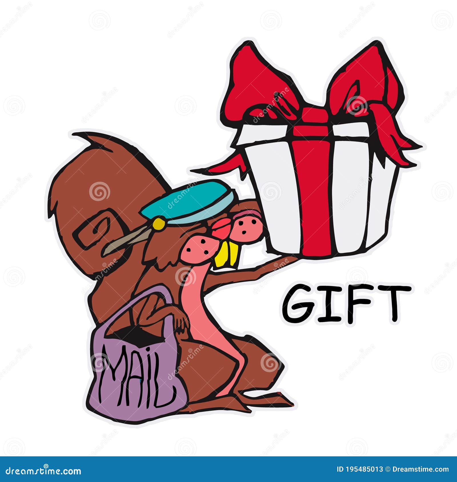 Squirrel Postman Brings Some Mysterious Gift for Cat Stock Vector ...