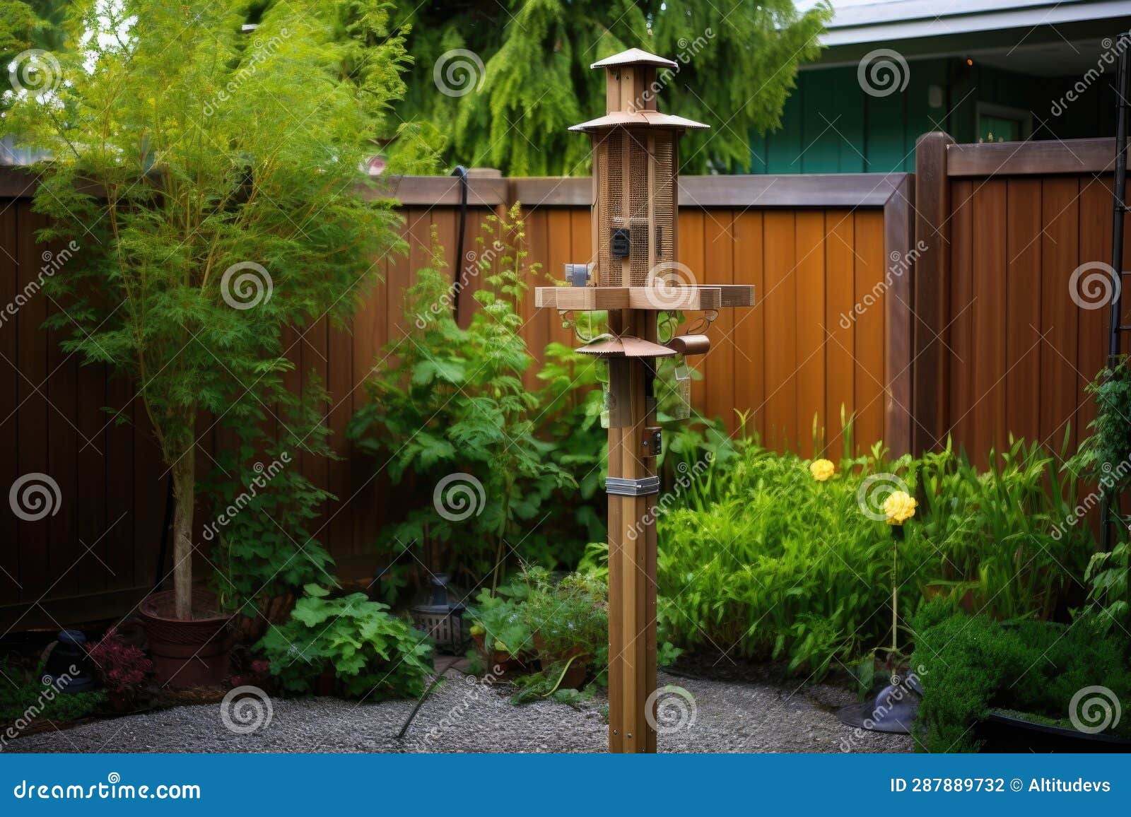 Squirrel Proof Feeder Surrounded By Towering Trees Stock Photo ...