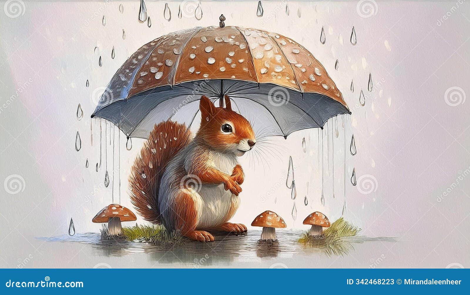 Squirrel In The Rain Cartoon Stock Image | CartoonDealer.com #342468223