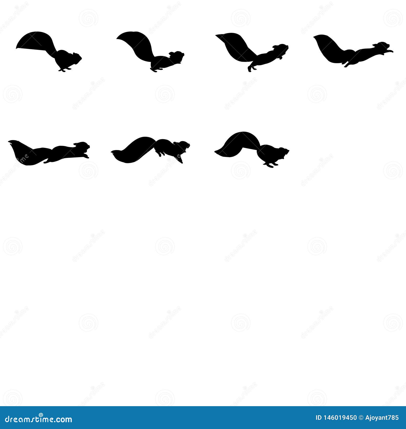 Squirrel Running /hopping Silhouette Animation Sprite Stock Vector ...