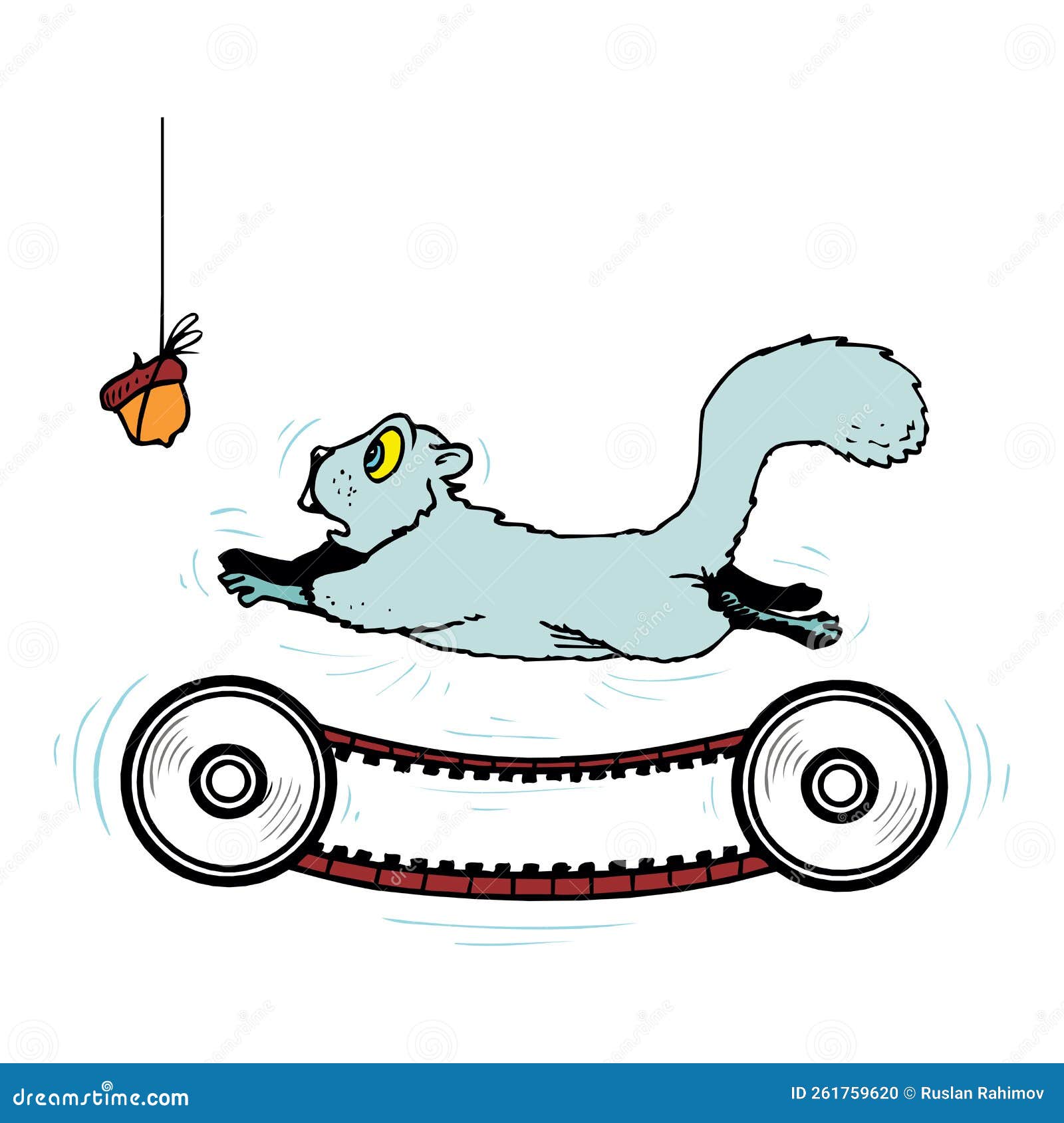 Squirrel on Running Wheel Isolated on a White Background. Stock Vector ...