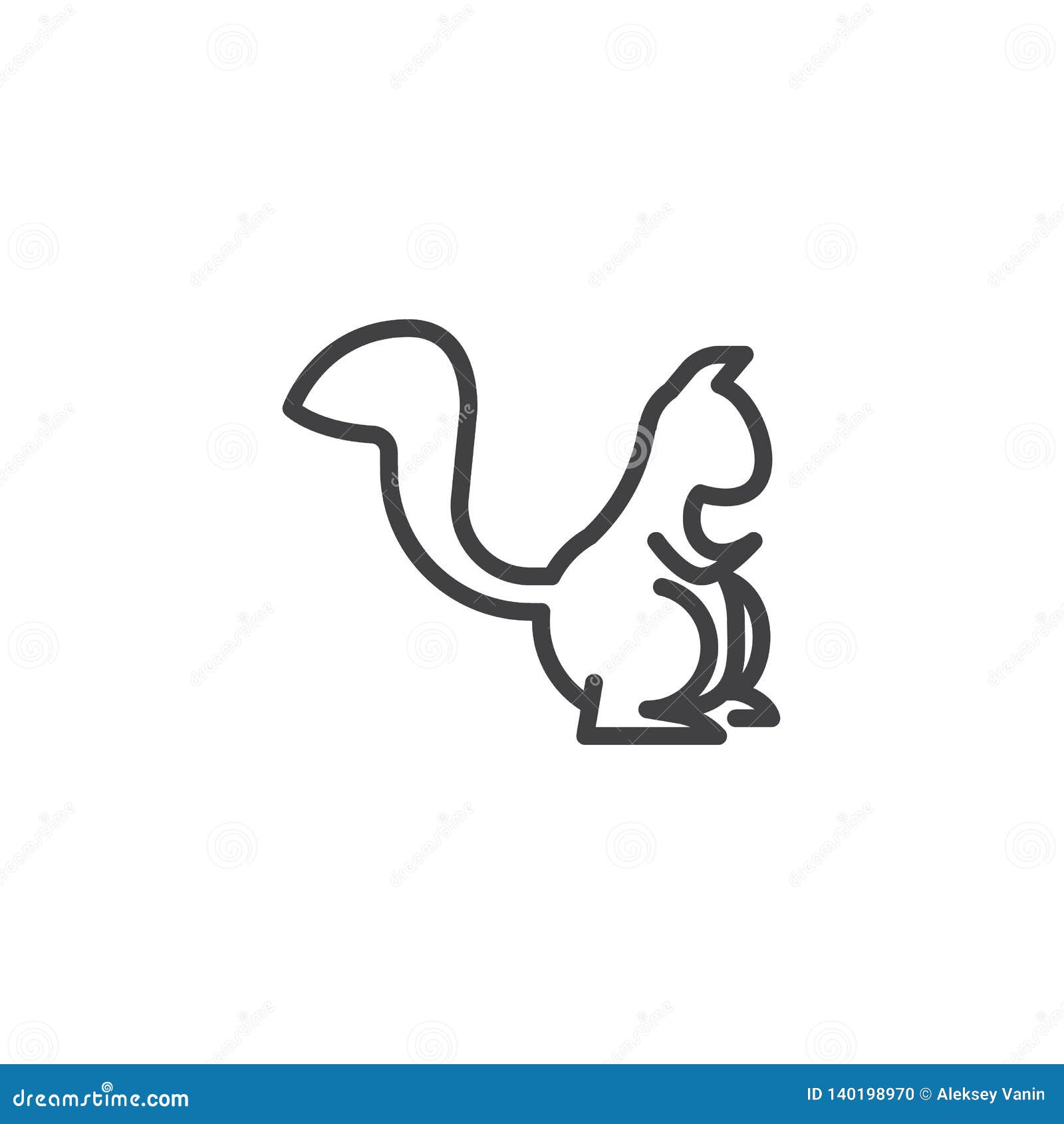 Red Squirrel Side View. Cartoon Outline Sketch Illustration Of Cute ...