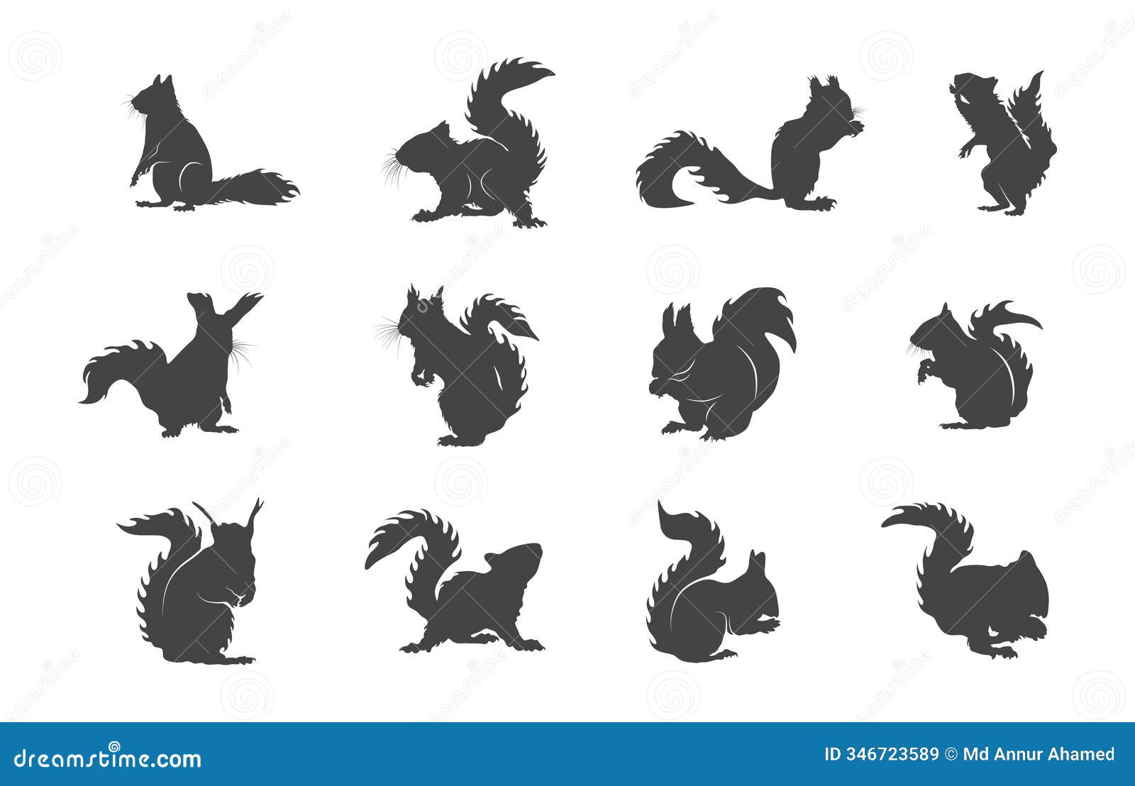 Squirrel Silhouette Style Victor Illustration Cartoon Vector ...