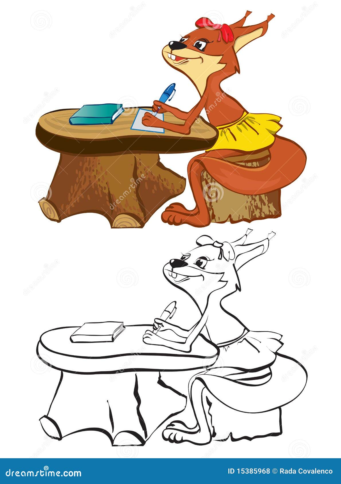 The Squirrel Sits at a School Desk Stock Vector - Illustration of desk ...