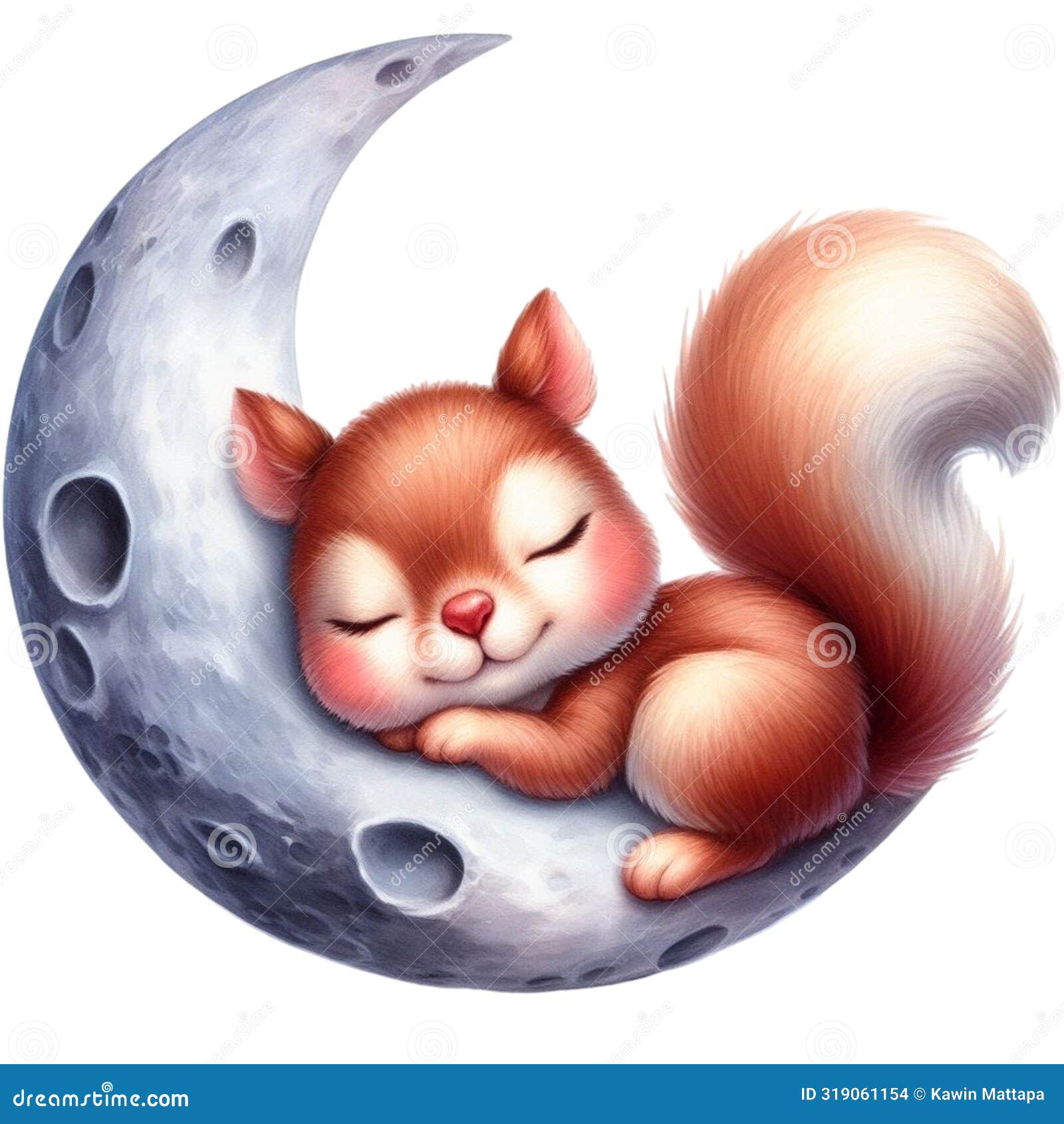 Squirrel Sleeping on the Moon Stock Illustration - Illustration of ...
