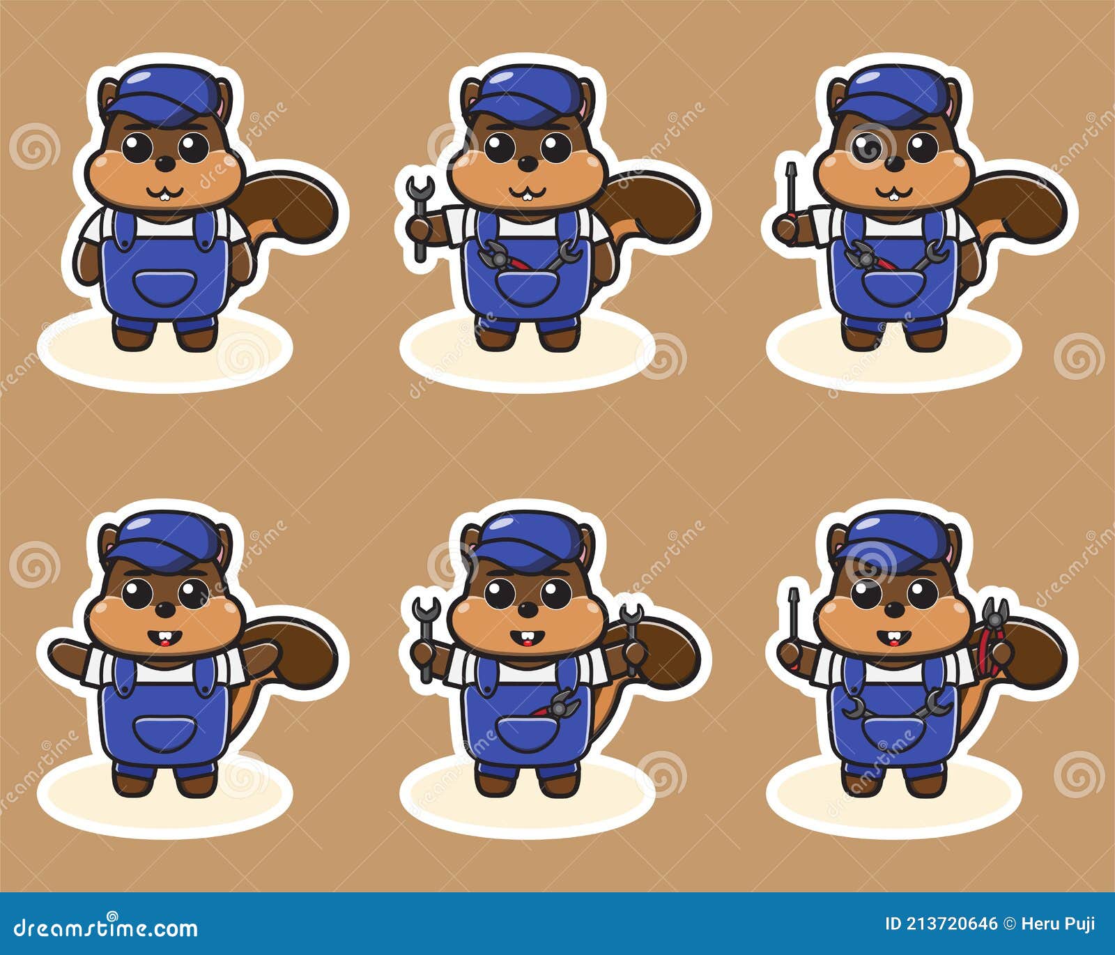 Vector Illustration of Cute Squirrel Mechanic Cartoon. Stock Vector ...