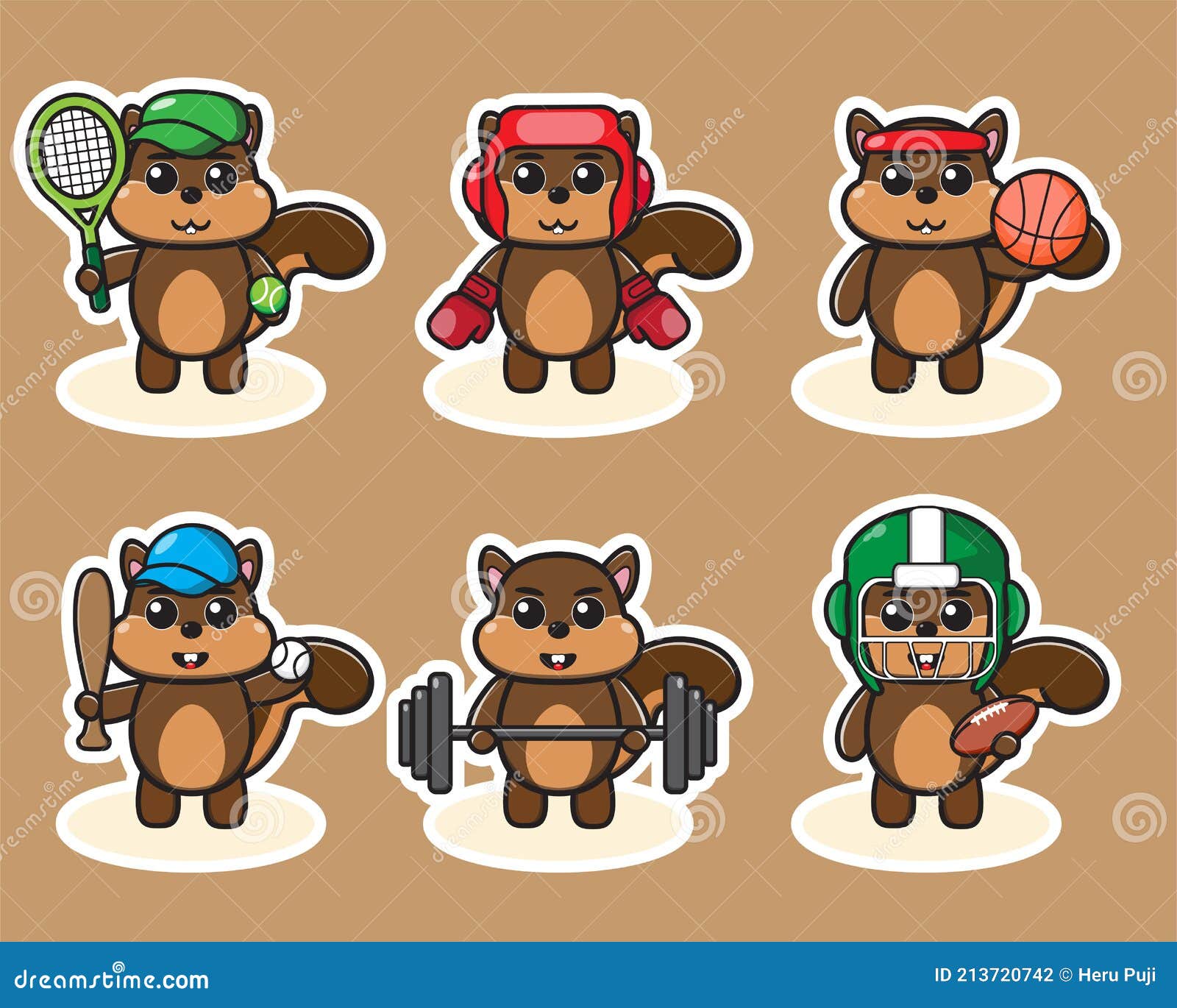 Vector of Cute Squirrel Sport Cartoon. Stock Vector - Illustration of ...