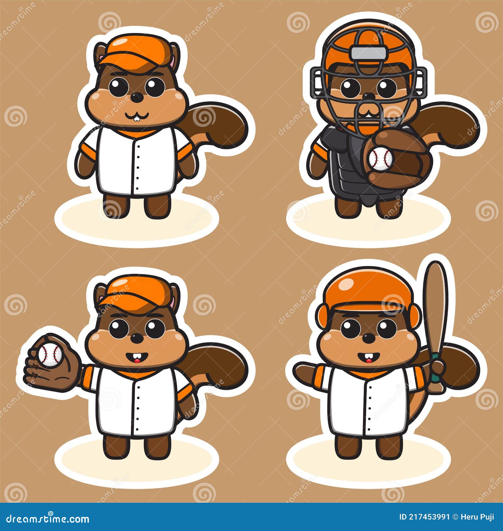 Vector Illustration of Cute Squirrel Baseball Cartoon. Stock Vector ...