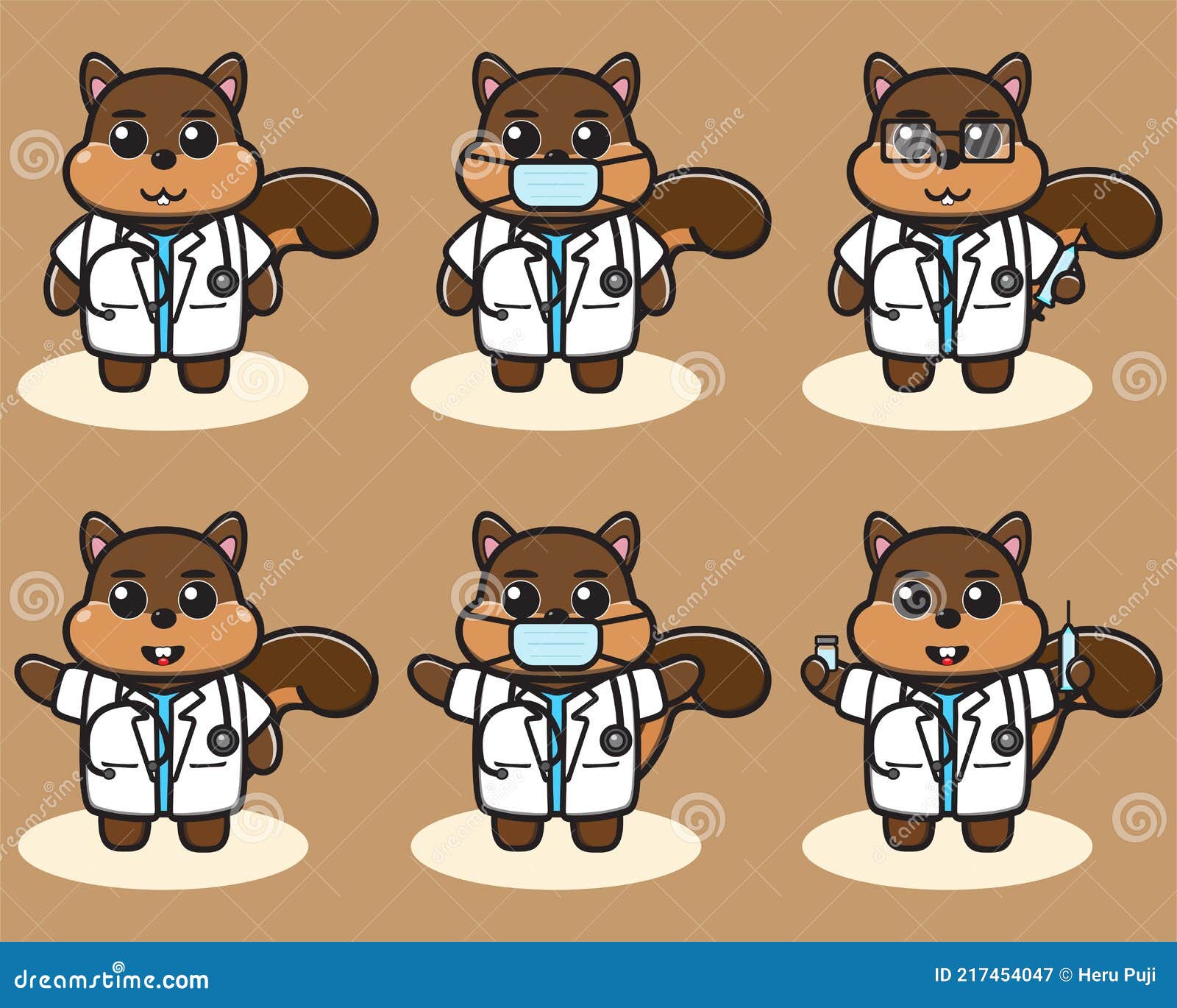 Vector Illustration of Cute Squirrel Doctor Cartoon. Stock Vector ...