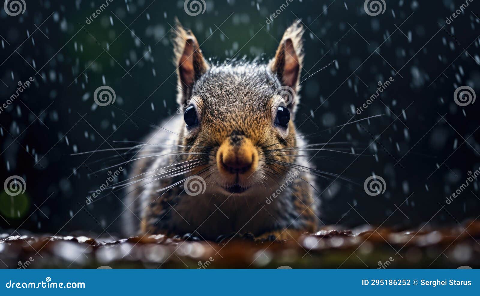 A Squirrel is Standing in the Rain, AI Stock Photo - Image of young ...
