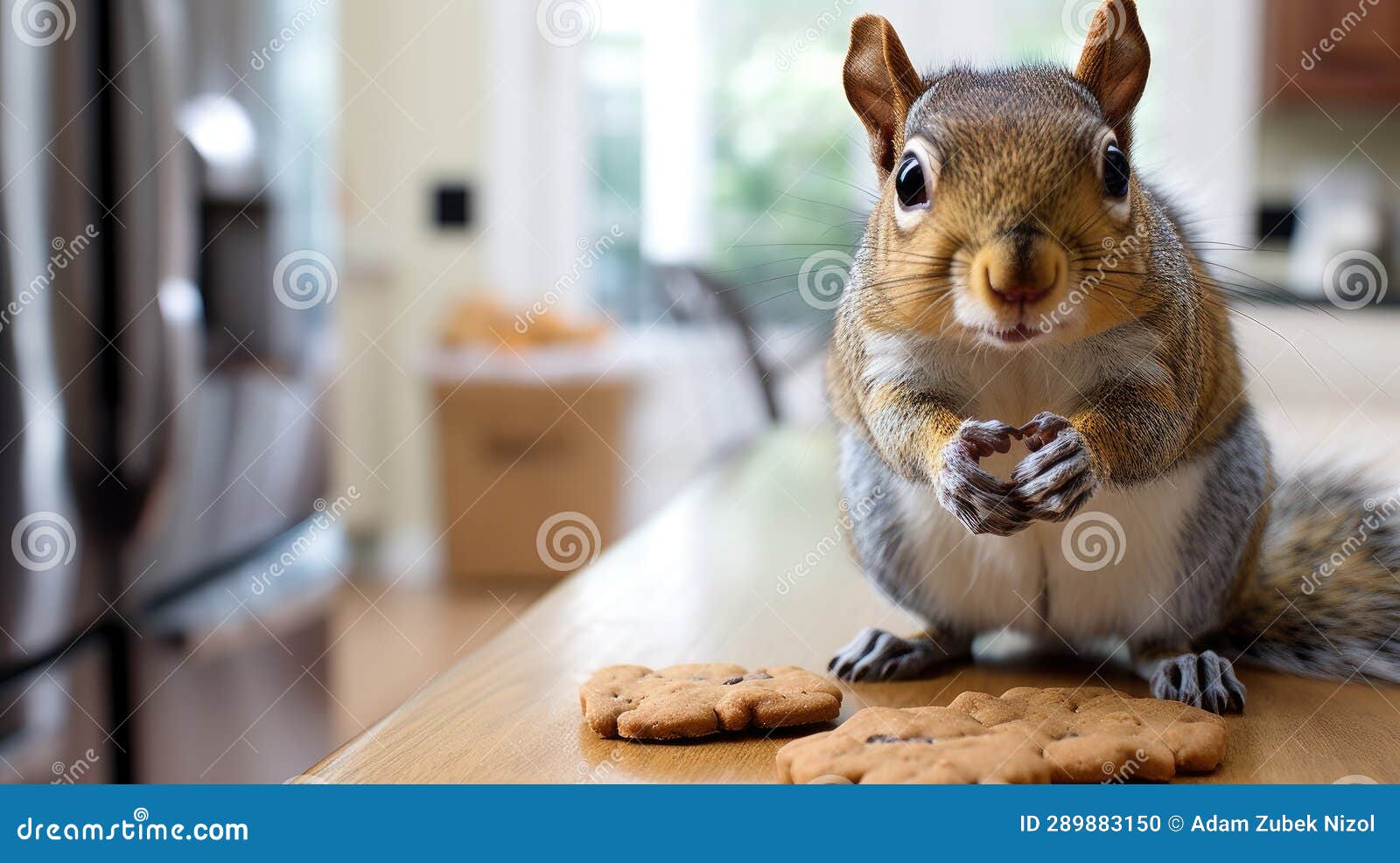 A Squirrel Standing on a Table with Cookies Stock Illustration ...
