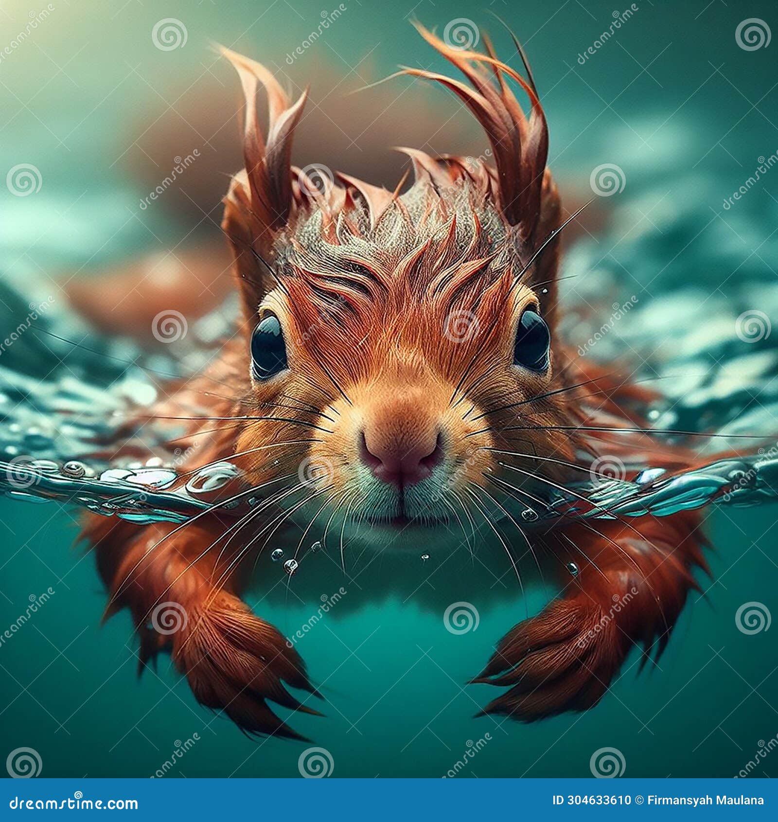 Squirrel Swimming in the Pool Stock Illustration - Illustration of ...