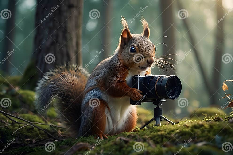 A Squirrel Taking Pictures with a Camera Stock Image - Image of manual ...