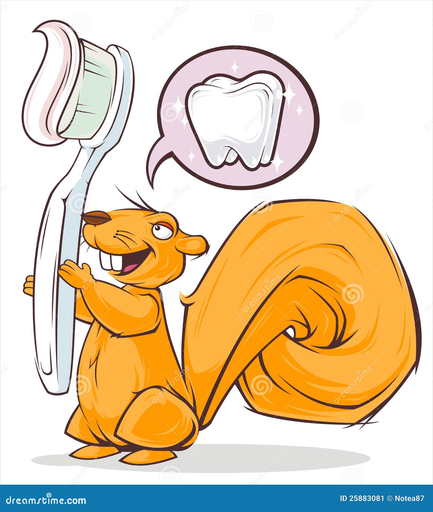 Squirrel and toothbrush stock vector. Illustration of tail - 25883081