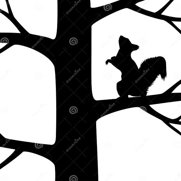 Squirrel on the tree. stock vector. Illustration of white - 53046482