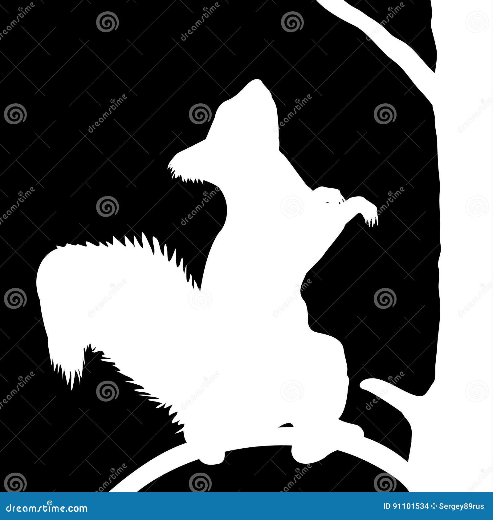 Squirrel on the tree. stock vector. Illustration of bare - 91101534