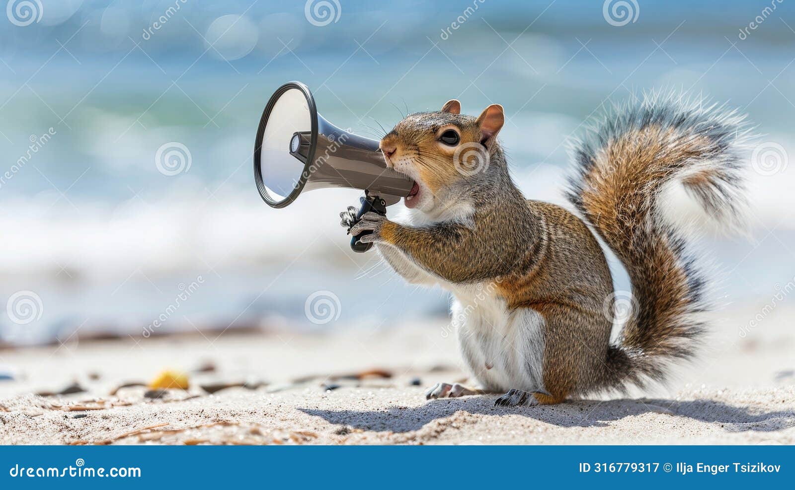 Squirrel Using A Megaphone To Make An Announcement In A Cute And ...