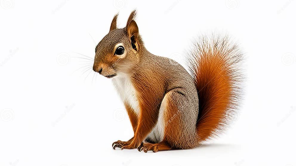 Squirrel on a White Background. Red Squirrel on a White Background ...