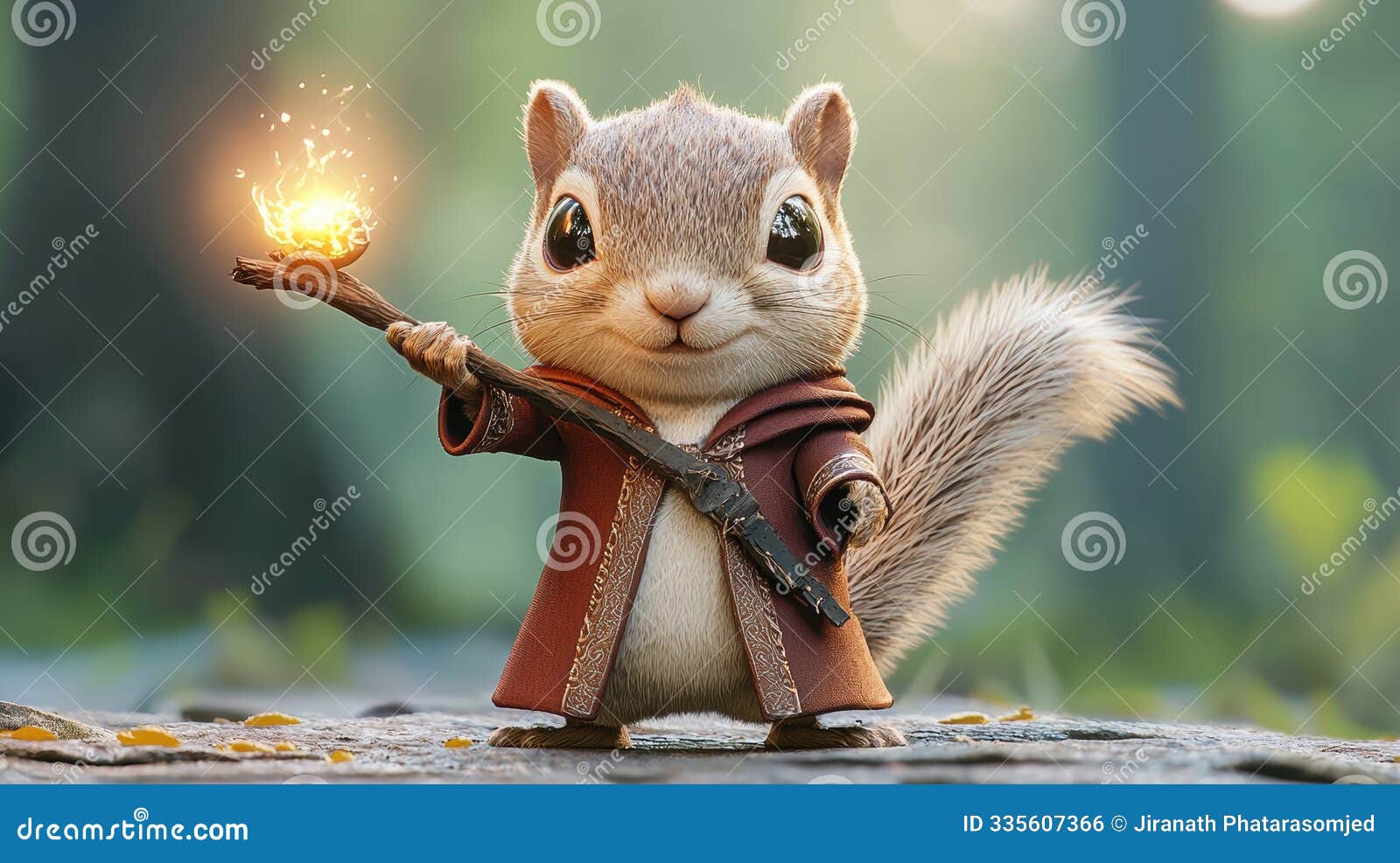 Squirrel Wizard with Magic Wand Stock Illustration - Illustration of ...