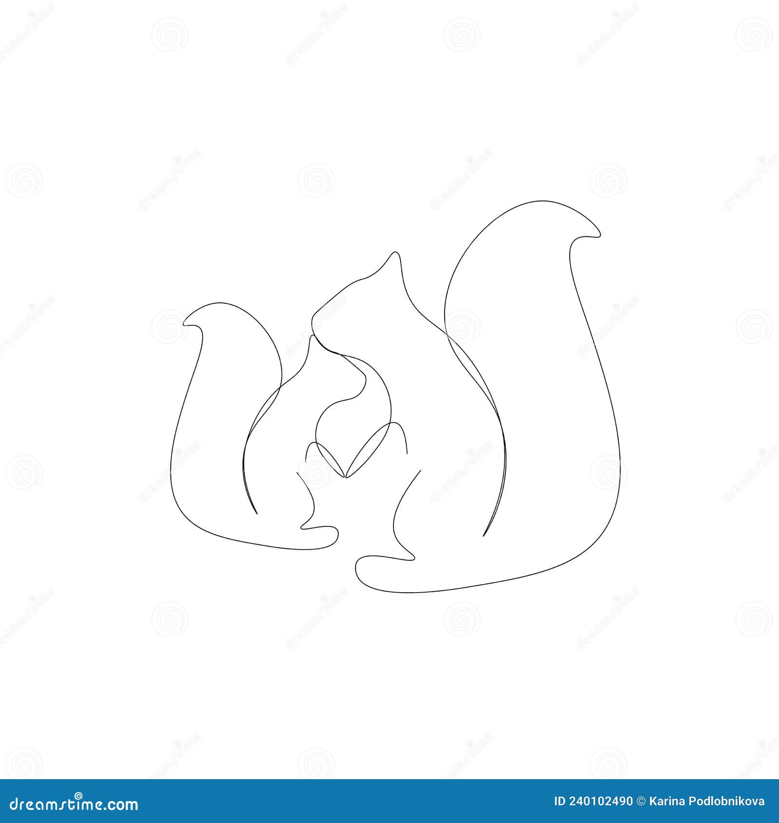 Squirrels Animals Line Drawing, Vector Illustration Stock Vector ...