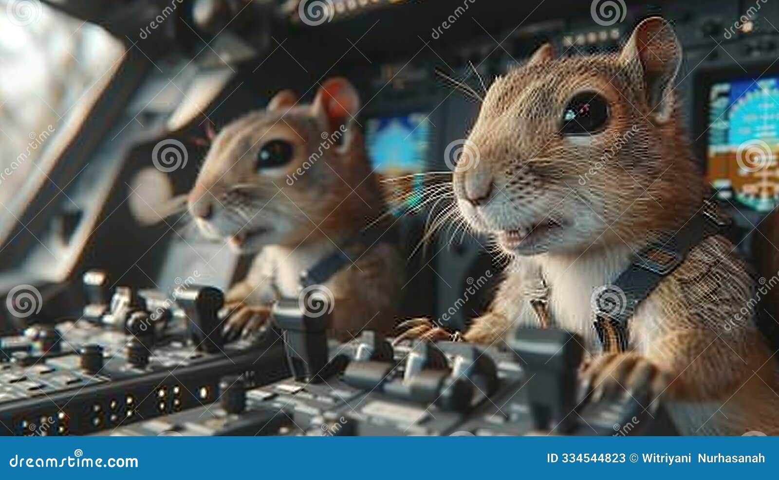 Squirrels in the Cockpit stock illustration. Illustration of control ...