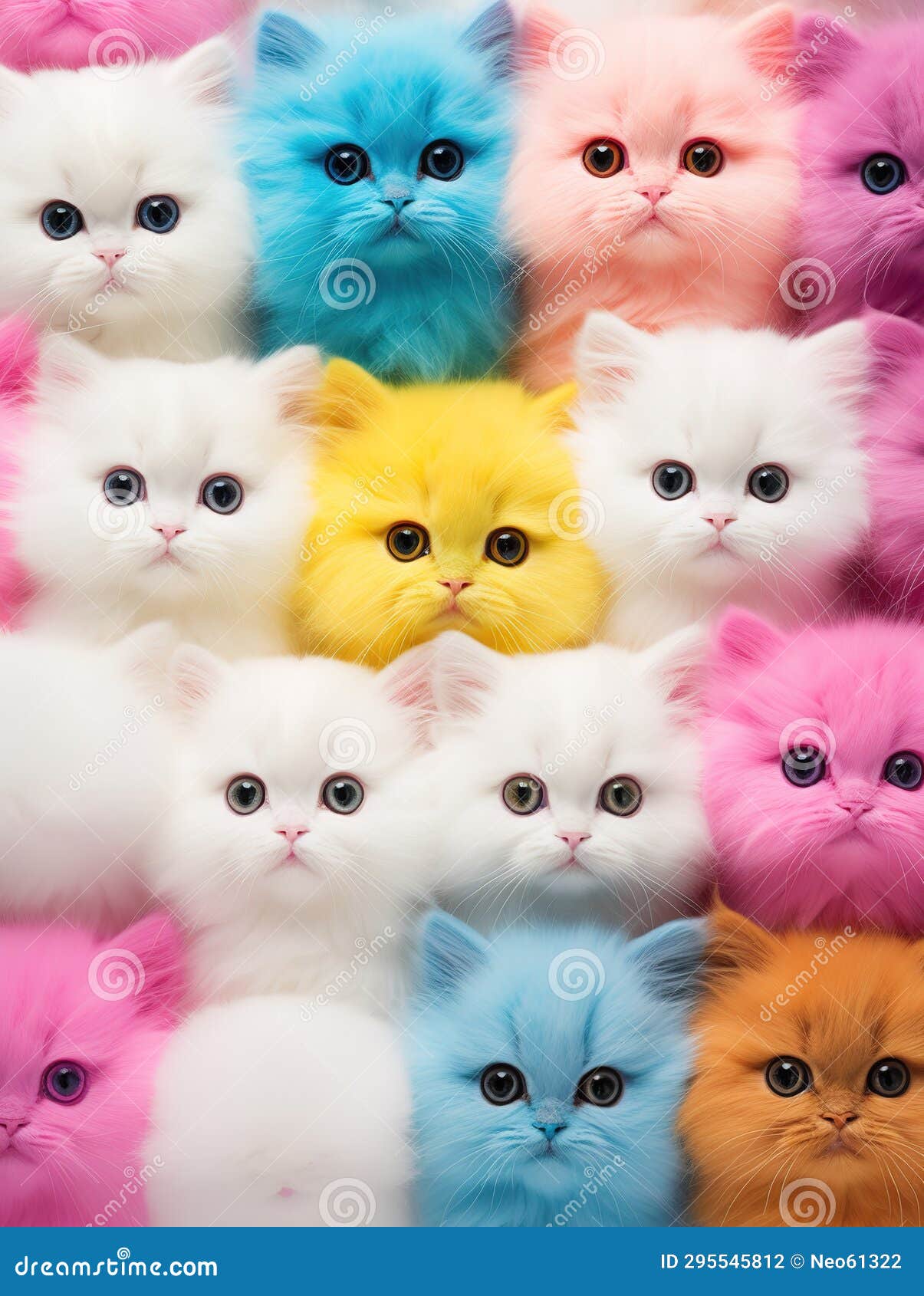Squishy Soft Kittens Fall Gently they Have Neon Pastel Fur Generative ...