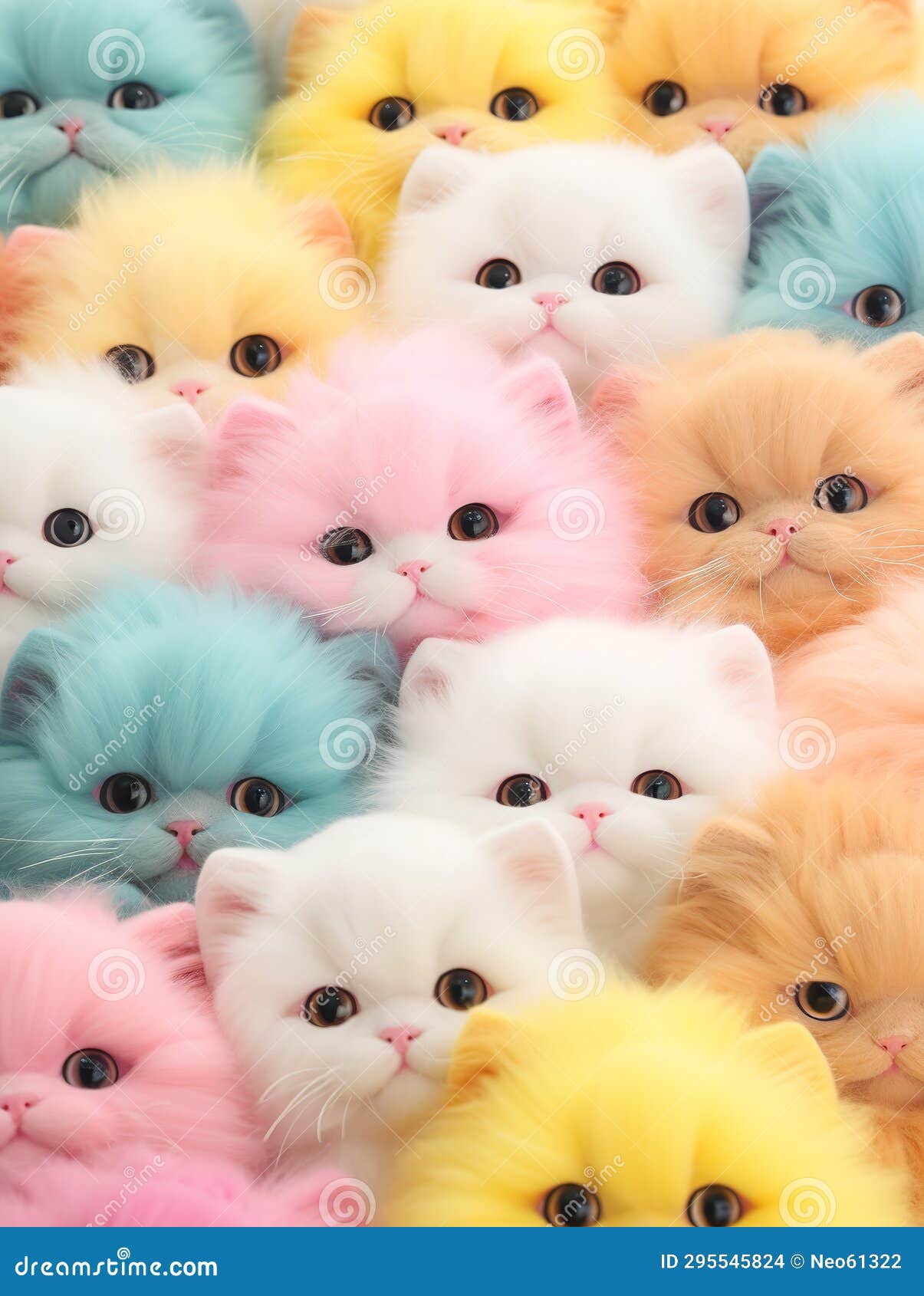 Squishy Soft Kittens Fall Gently they Have Neon Pastel Fur Generative ...