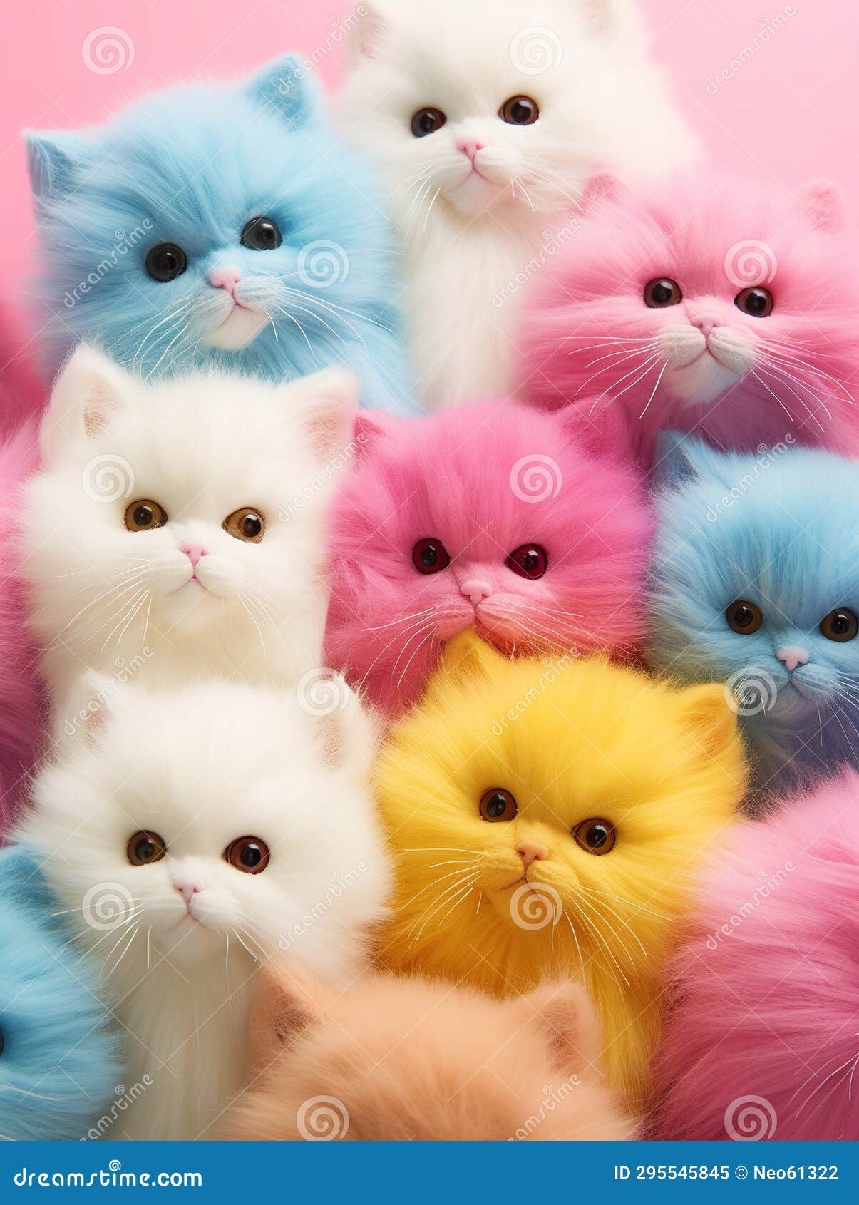Squishy Soft Kittens Fall Gently they Have Neon Pastel Fur Generative ...