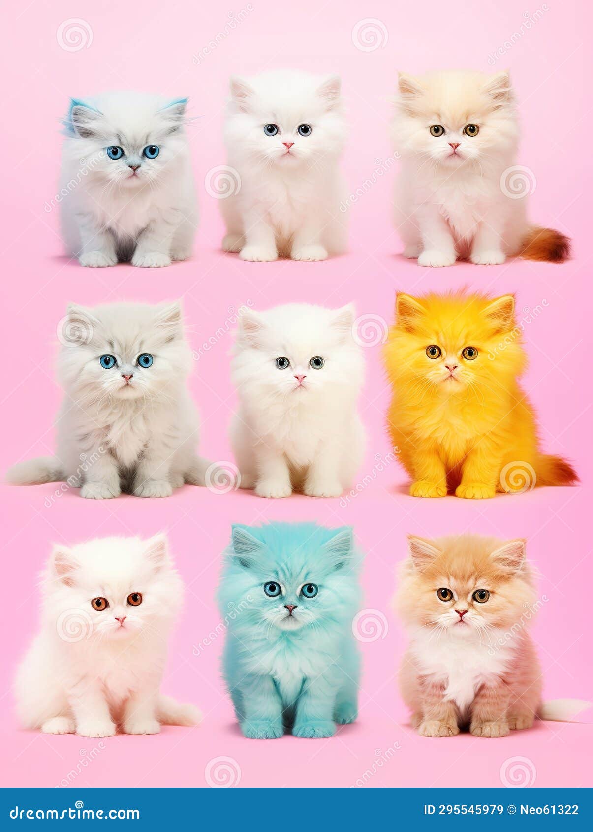 Squishy Soft Kittens Fall Gently they Have Neon Pastel Fur Generative ...