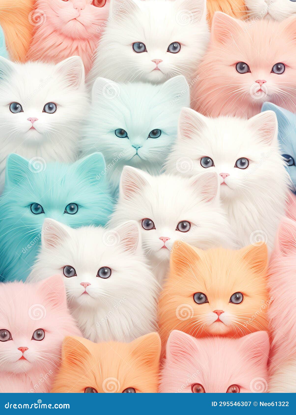 Squishy Soft Kittens Fall Gently they Have Neon Pastel Fur Generative ...