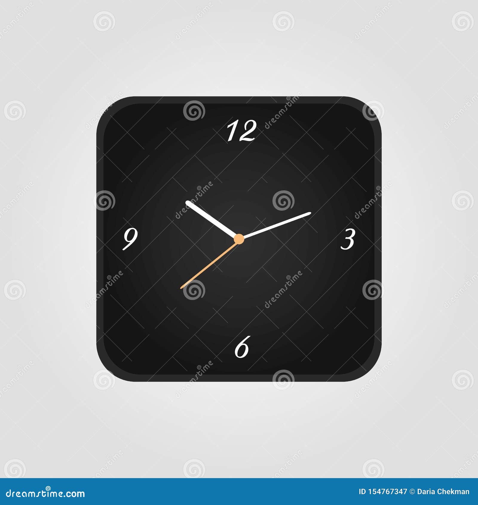 Squre Clock Icon in Flat Style, Square Timer on White Background ...