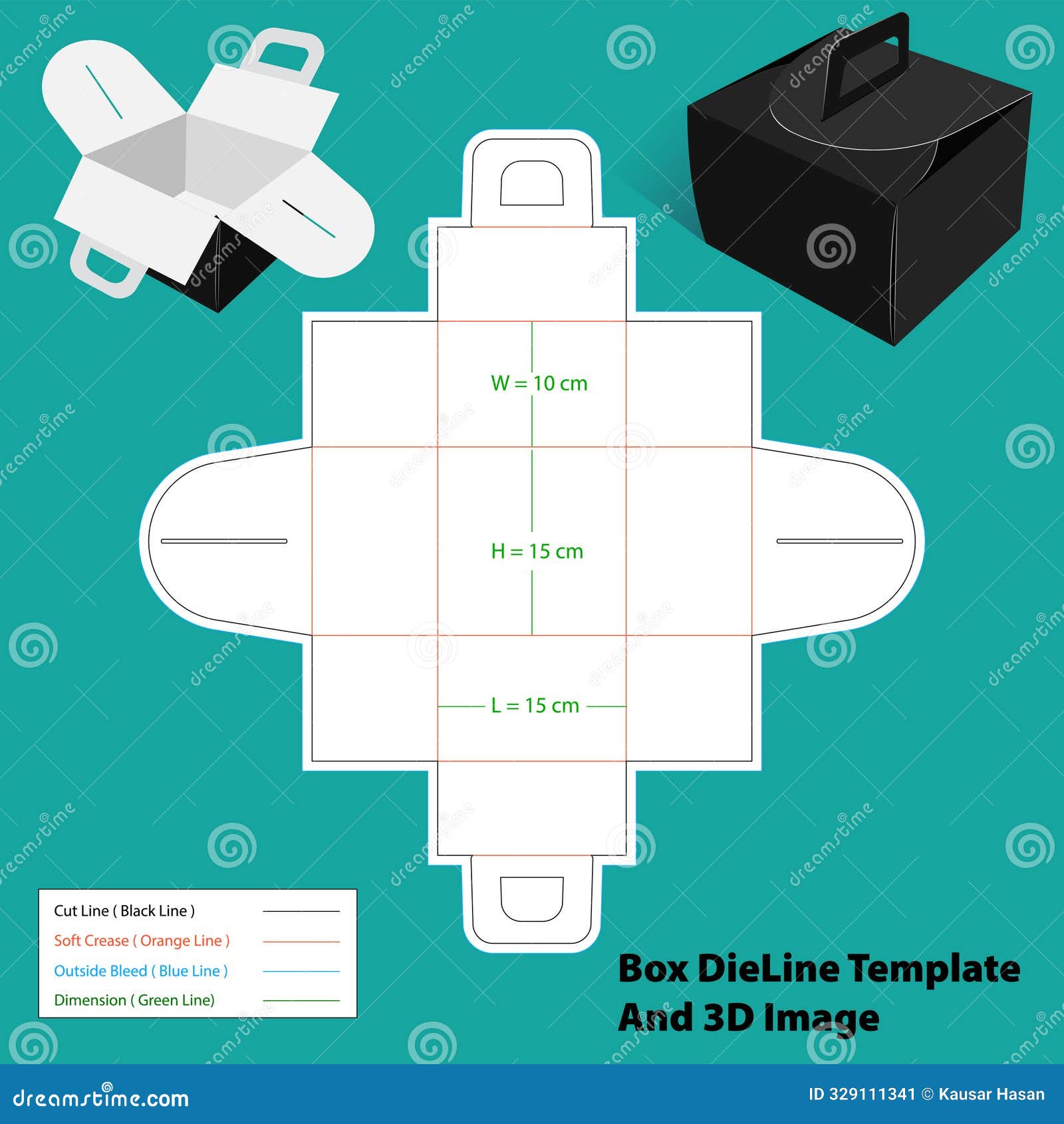 Square Cube Box with Hanger Die Line Template,vector Design Stock ...