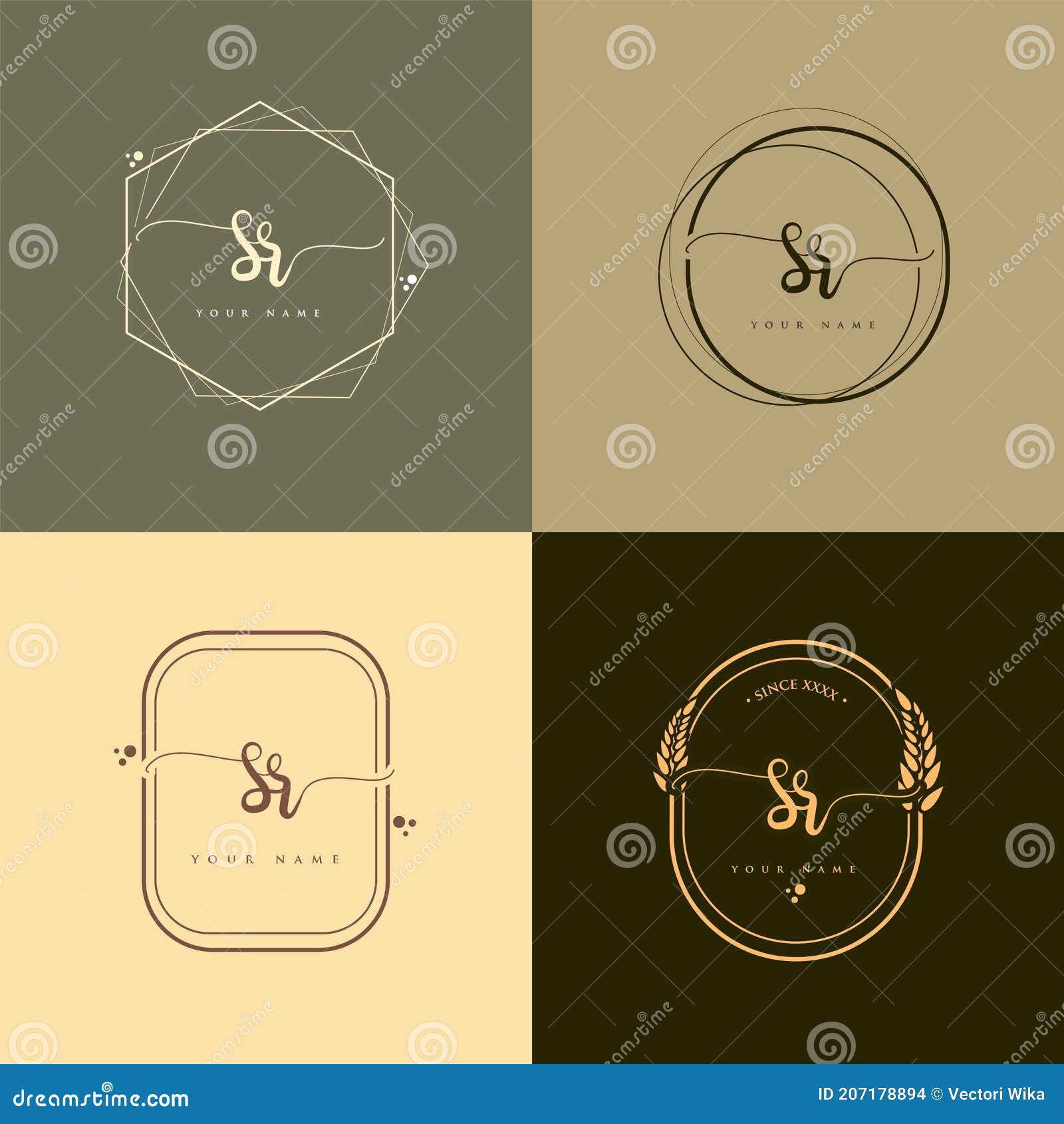 SR Initial Handwriting Logo Vector Sets. Hand Lettering Initials Logo ...