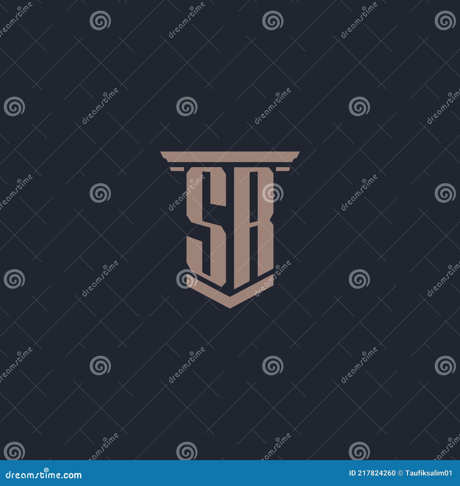 SR Initial Monogram Logo with Pillar Style Design Stock Vector ...
