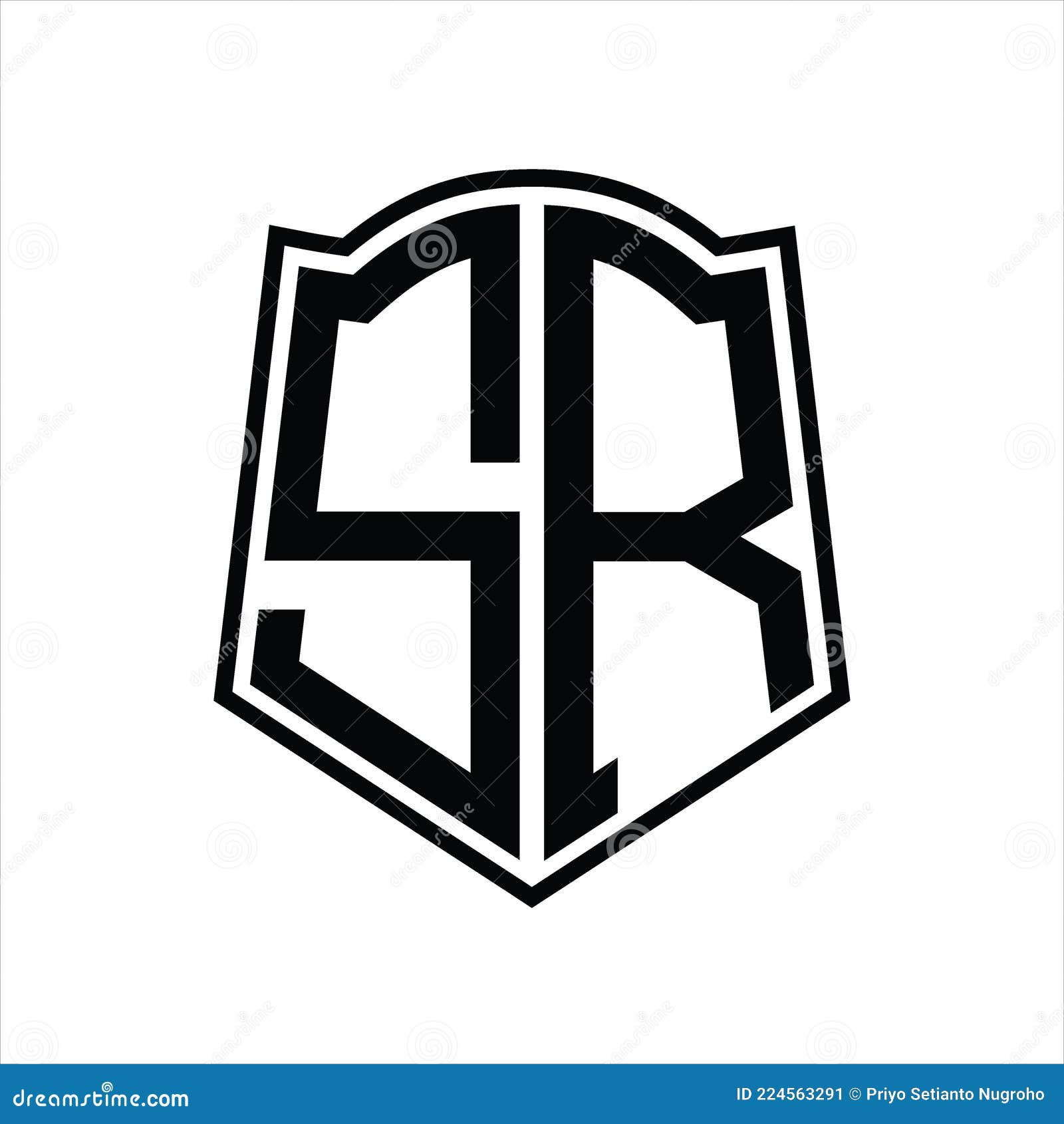 SR Logo Monogram with Shield Shape Outline Design Template Stock Vector ...