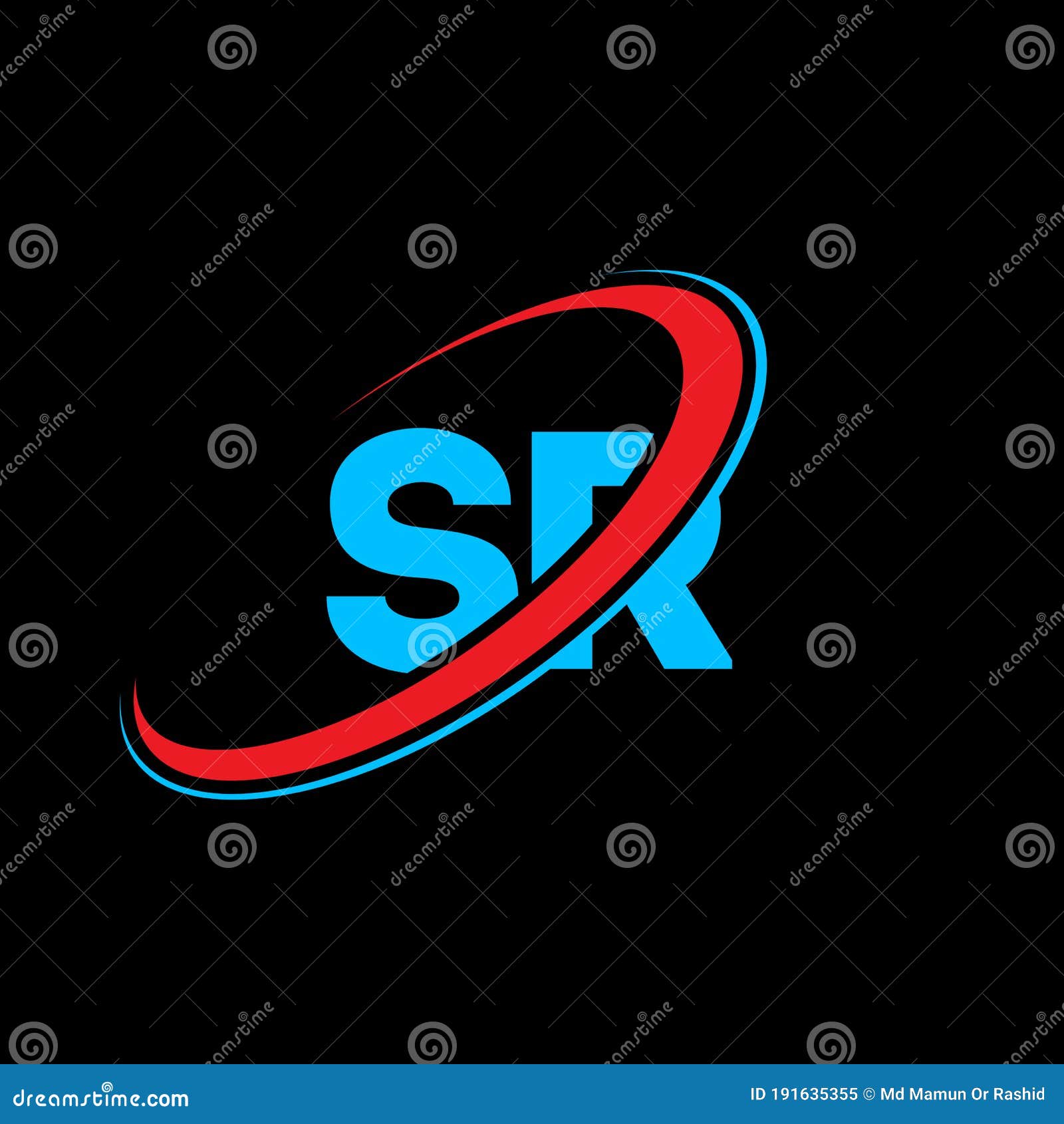 SR S R Letter Logo Design. Initial Letter SR Linked Circle Uppercase ...