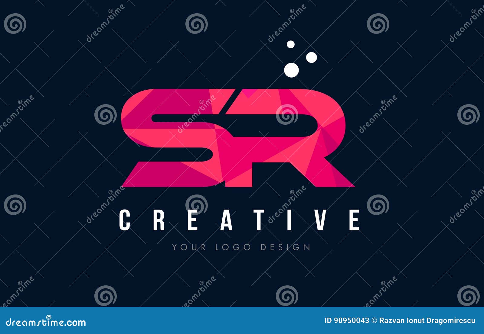SR S R Letter Logo with Purple Low Poly Pink Triangles Concept Stock ...