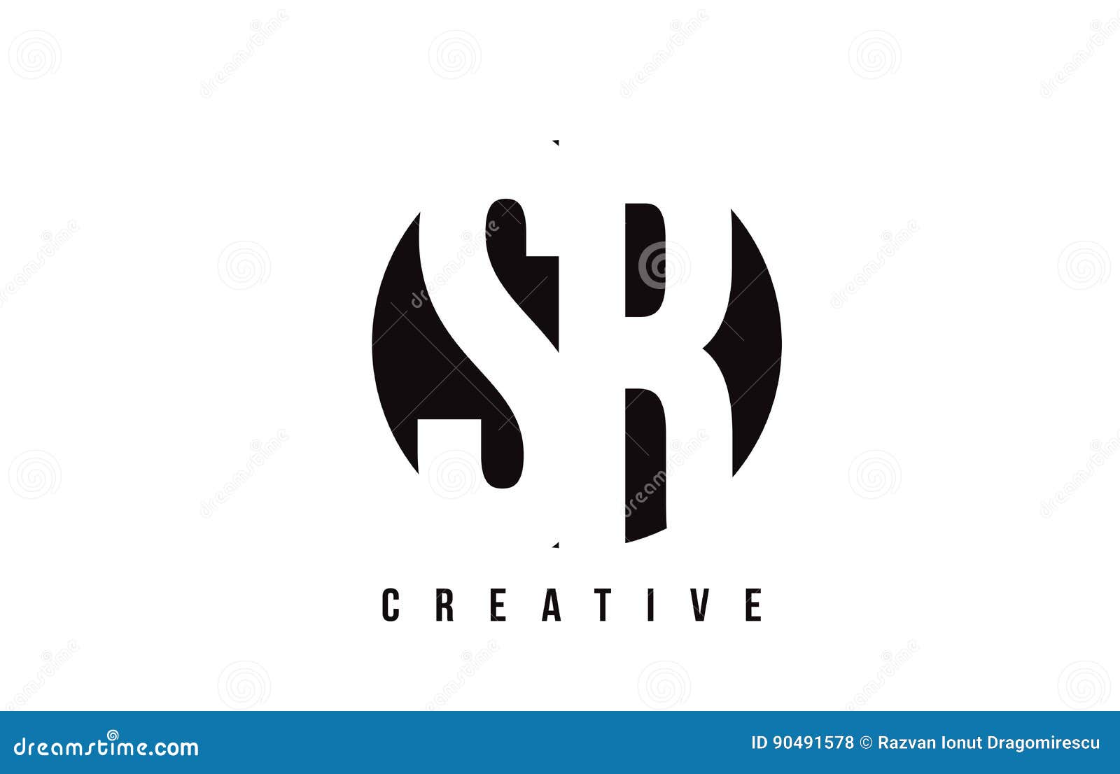 SR S R White Letter Logo Design with Circle Background. Stock Vector ...
