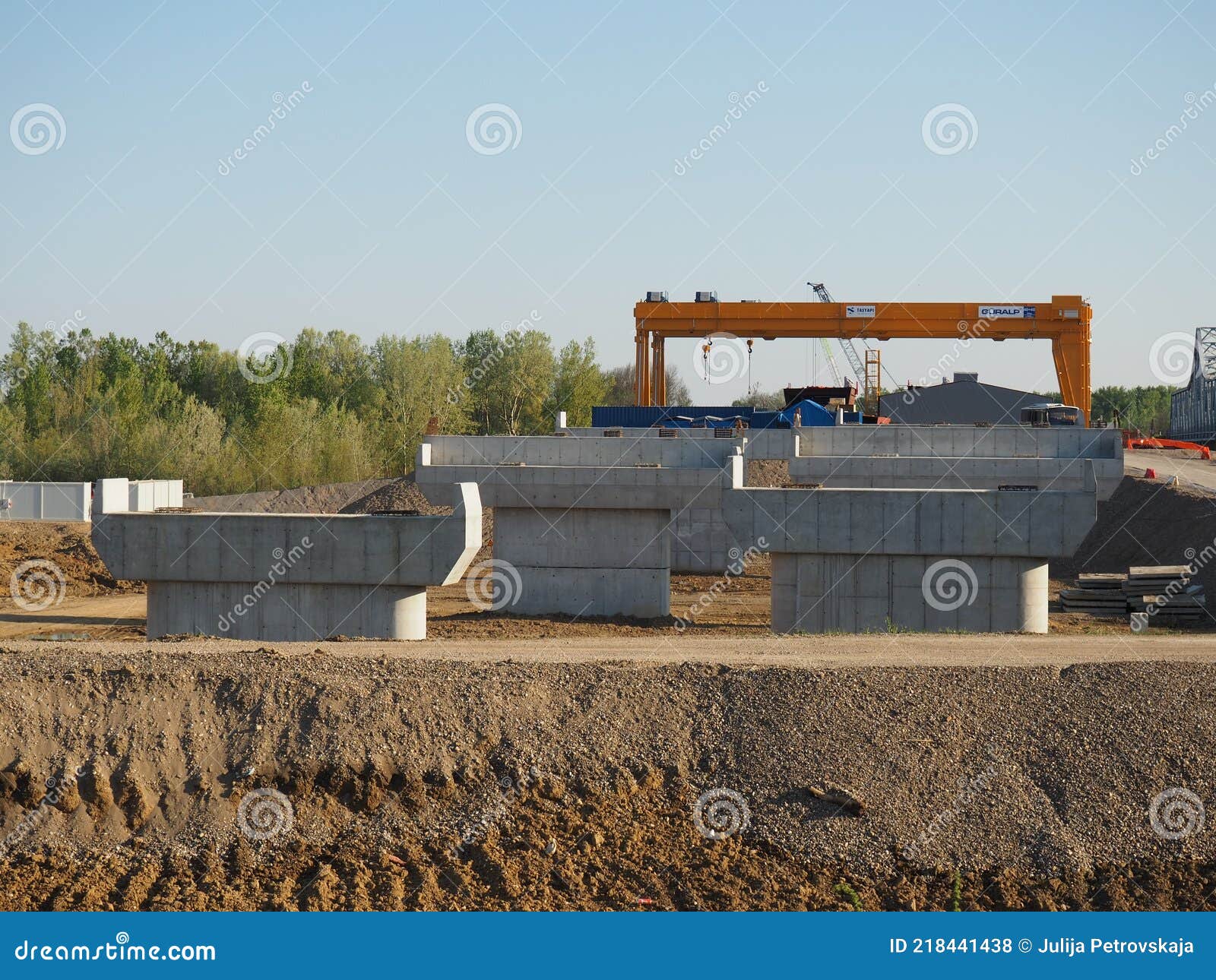 Sremska Raca, 25 April 2021. Construction of a Bridge on the Sava River ...