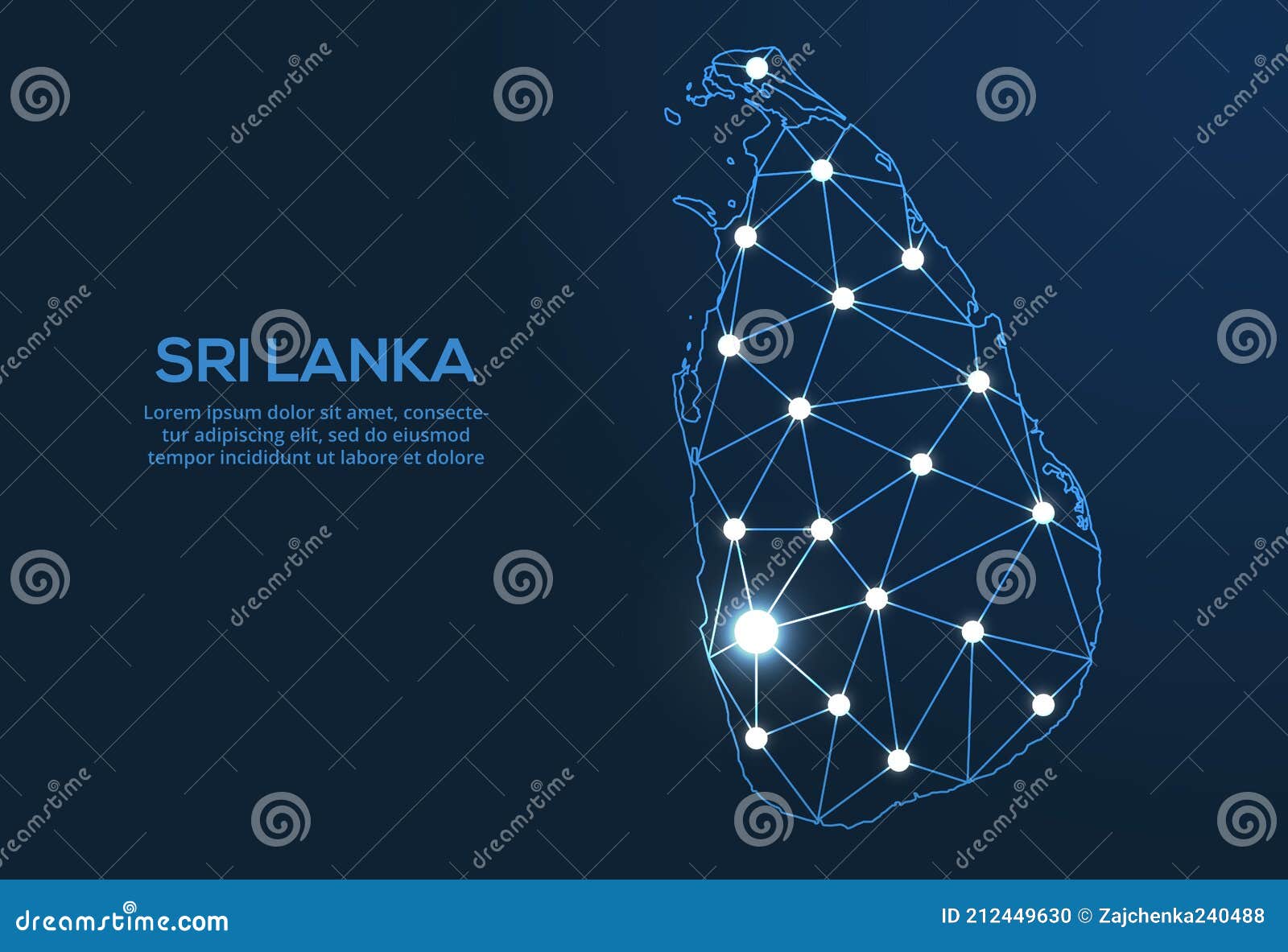 Sri Lanka Communication Network Map. Vector Low Poly Image of a Global ...