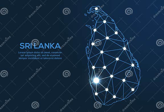Sri Lanka Communication Network Map. Vector Low Poly Image of a Global ...