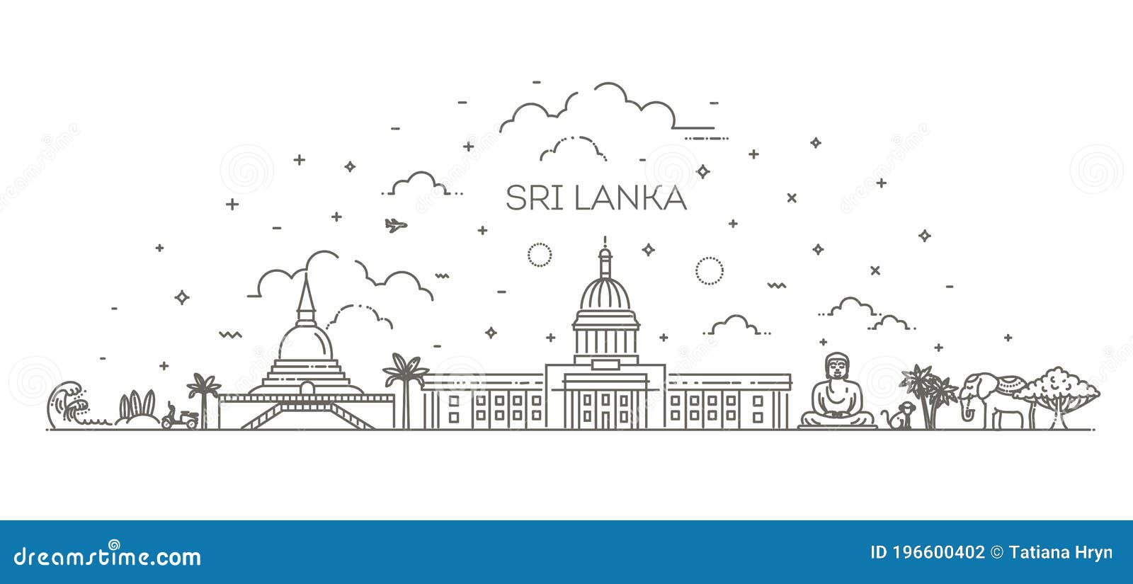 Sri Lanka Line Skyline with Panorama in White Background Stock Vector ...