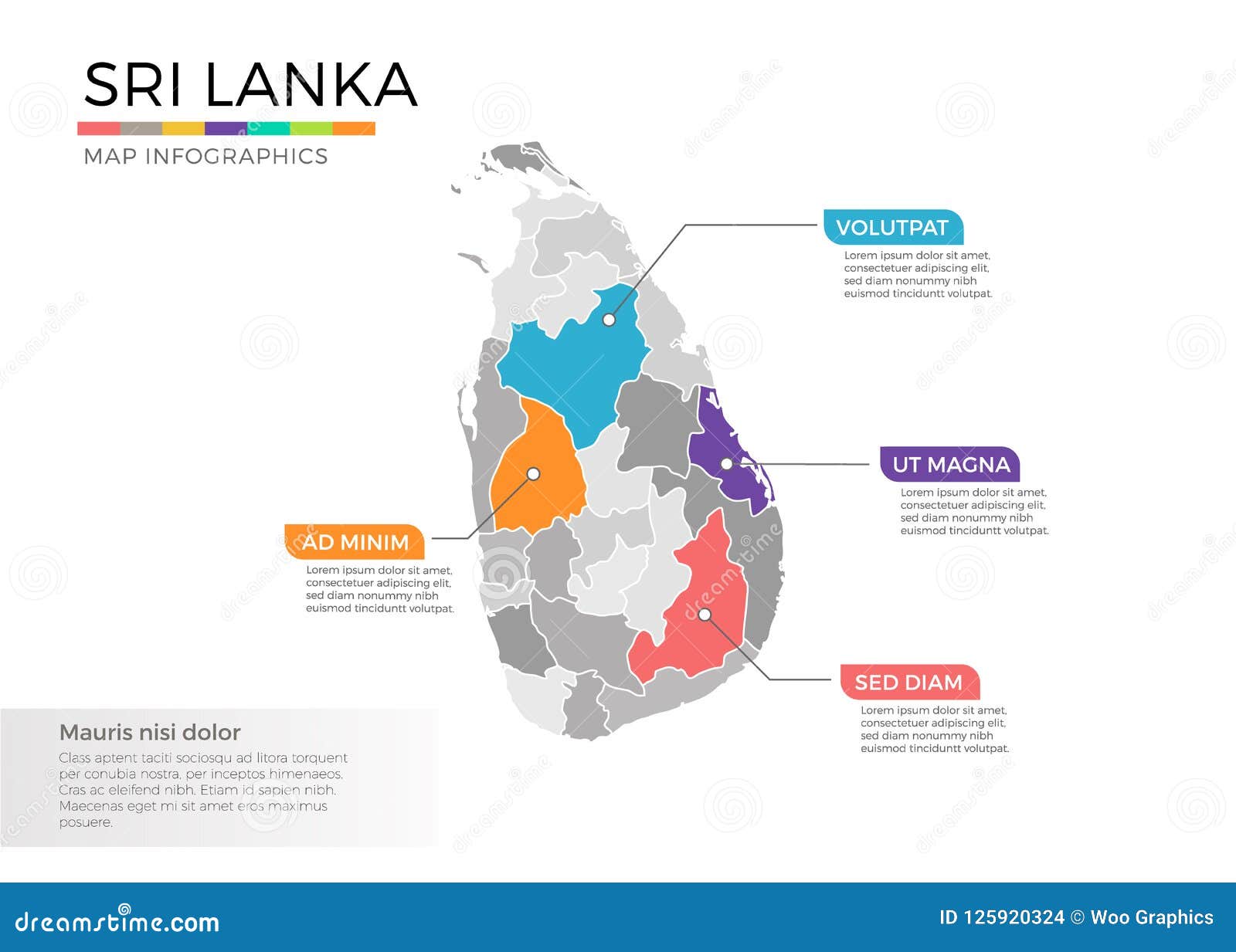 Sri Lanka Map Infographics Vector Template with Regions and Pointer ...
