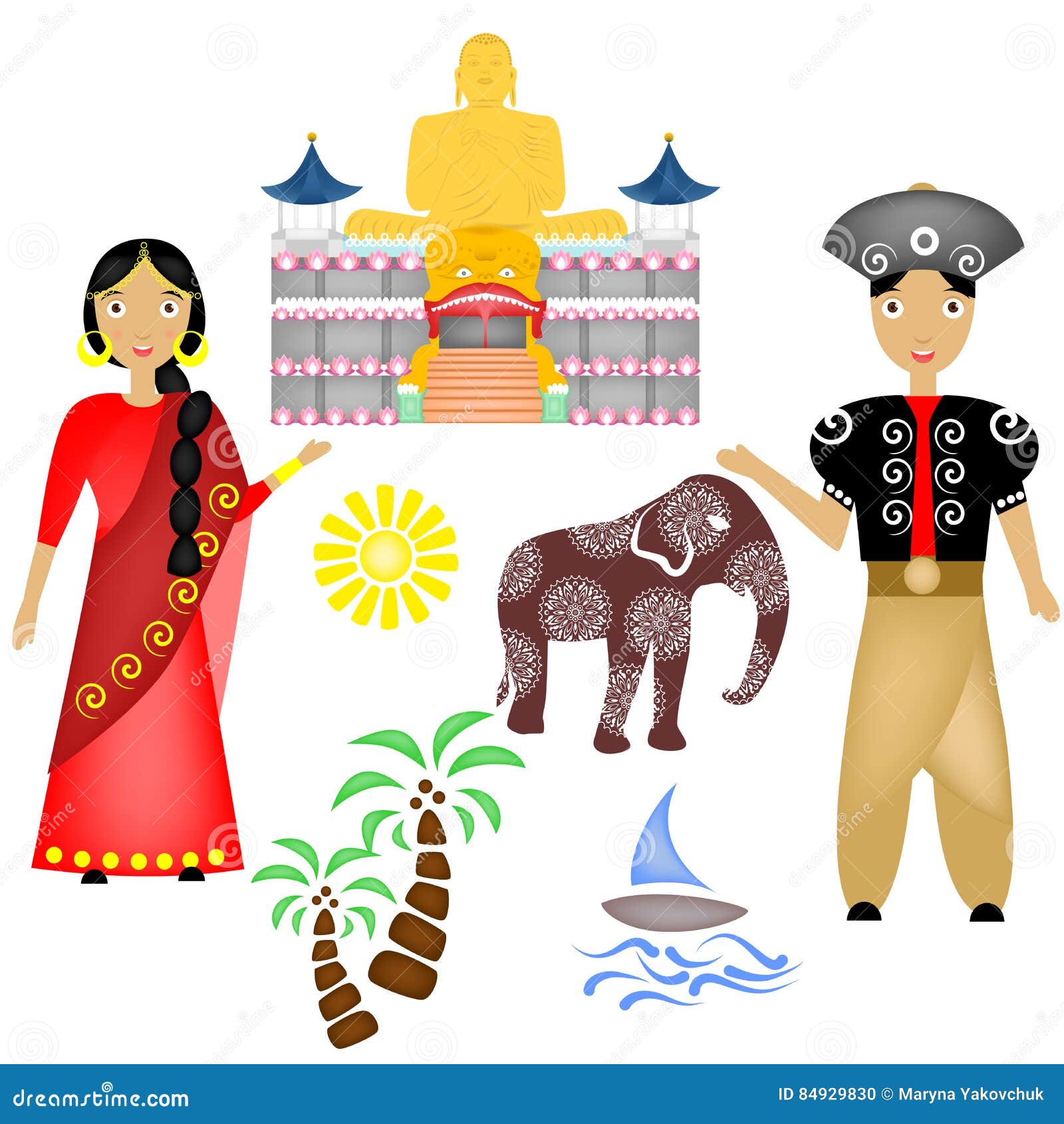 Sri Lanka set stock vector. Illustration of buddhism - 84929830