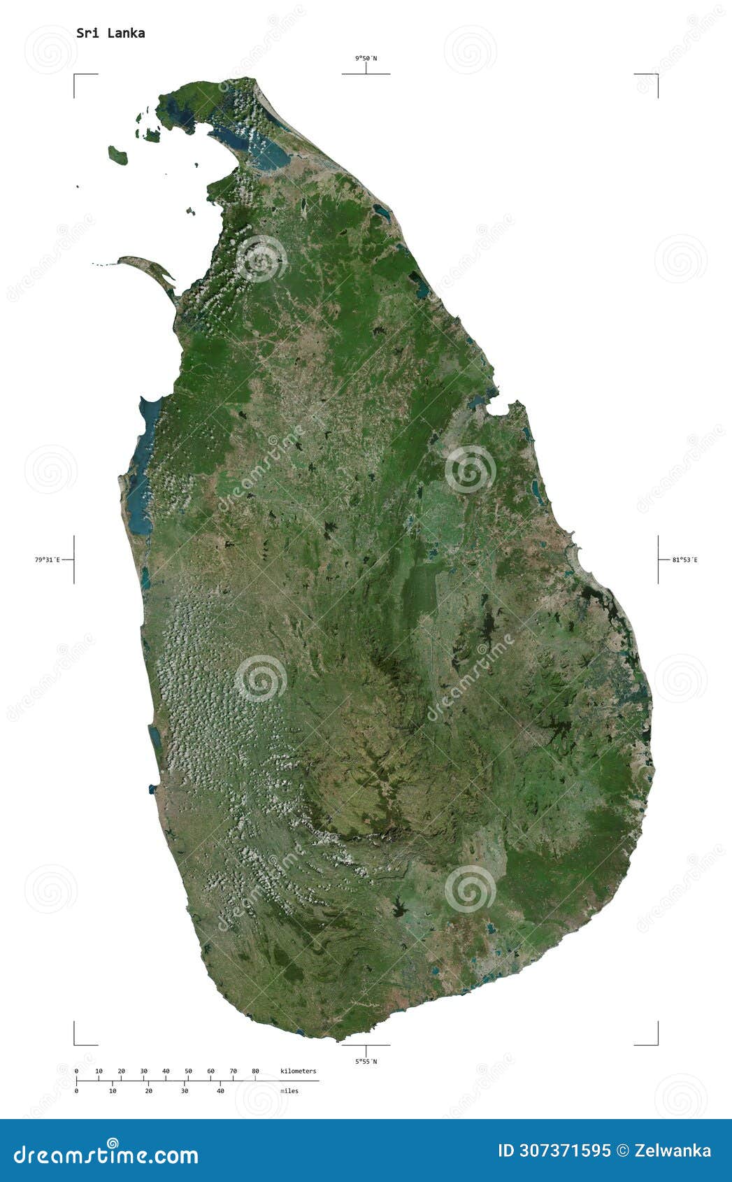 Sri Lanka Shape on White. High-res Satellite Stock Illustration ...