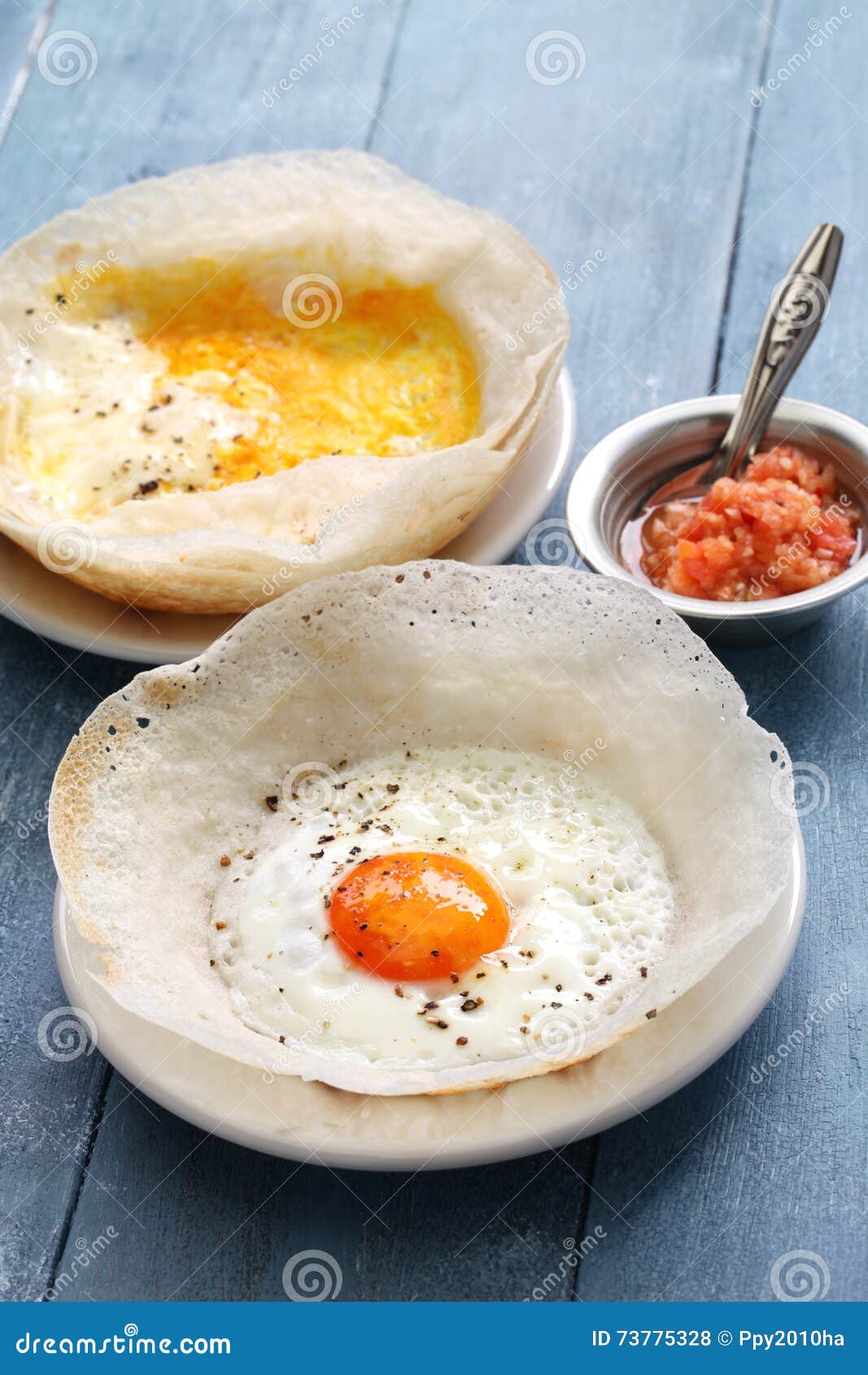 Sri lankan egg hopper stock photo. Image of plain, crepe - 73775328