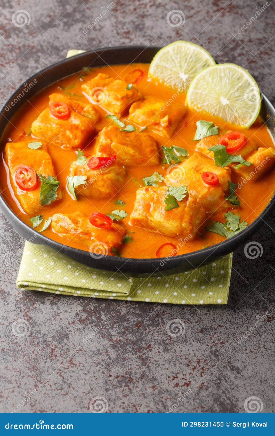 Sri Lankan Fish Curry, Thora Malu Close Up On A Plate. Vertical Royalty ...