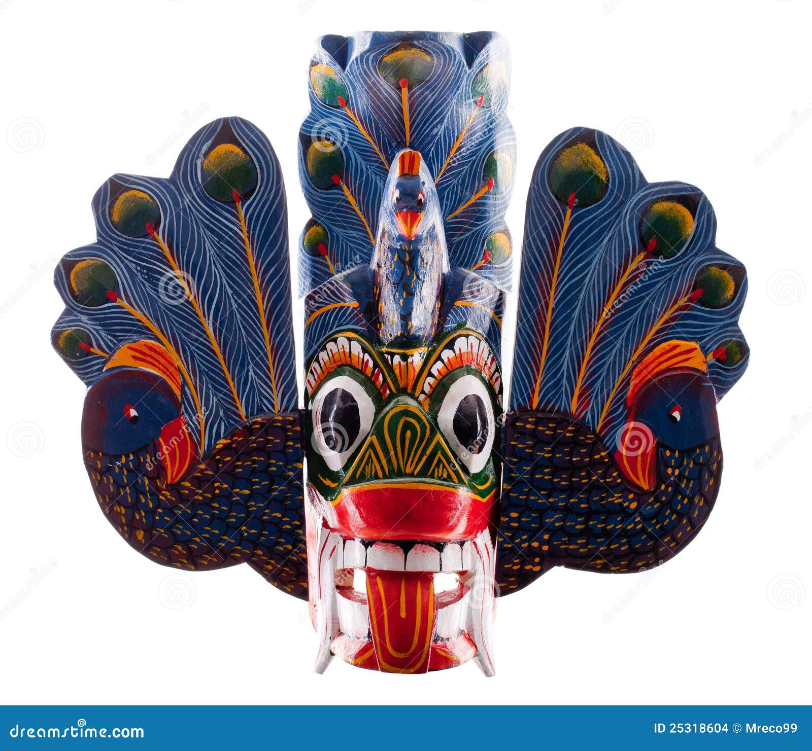 Sri Lankan Head Mask Isolated on White Stock Photo - Image of primitive ...